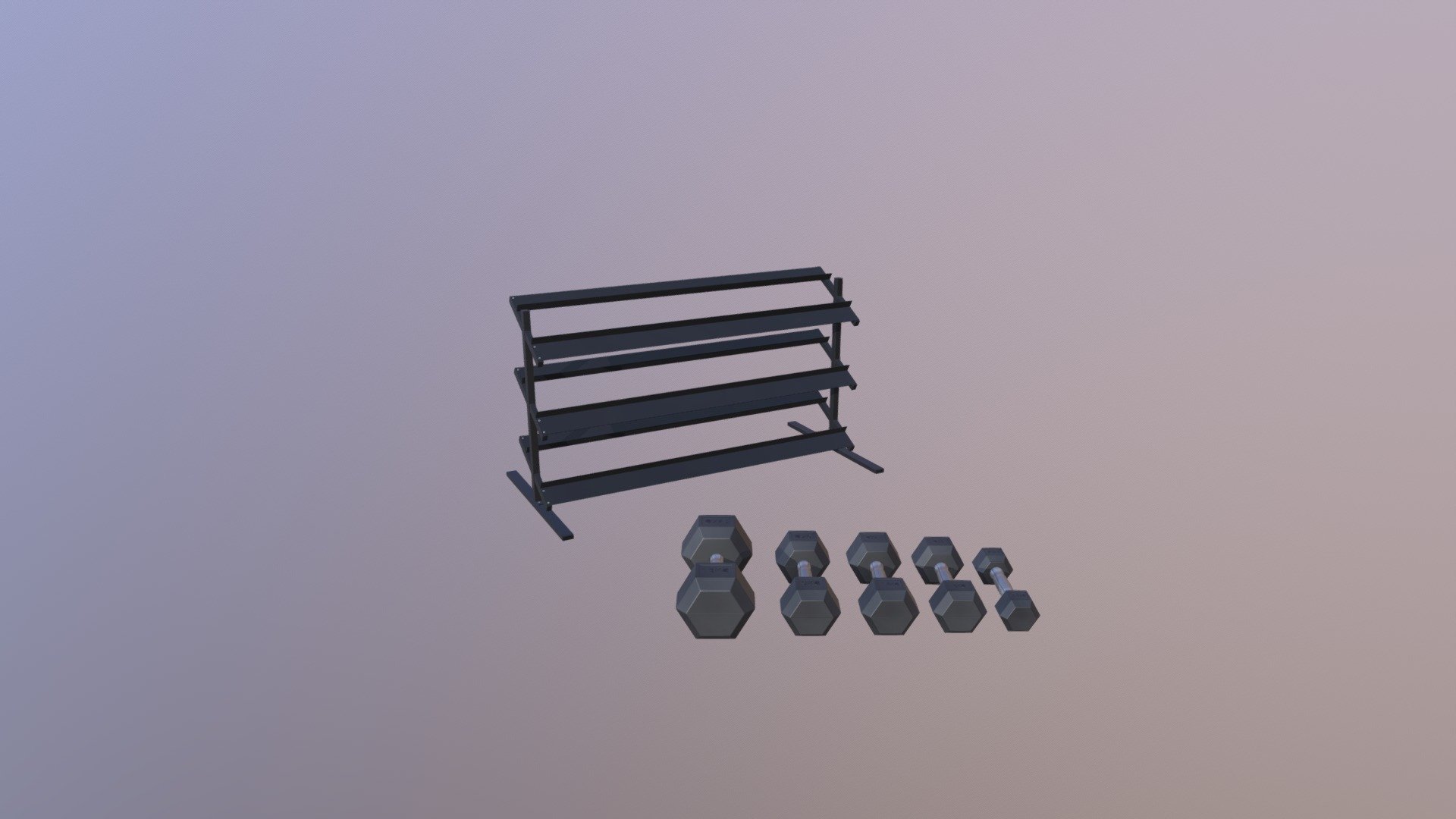 Hex Dumbbell Set And Rack - Buy Royalty Free 3D model by 3dtreatment ...