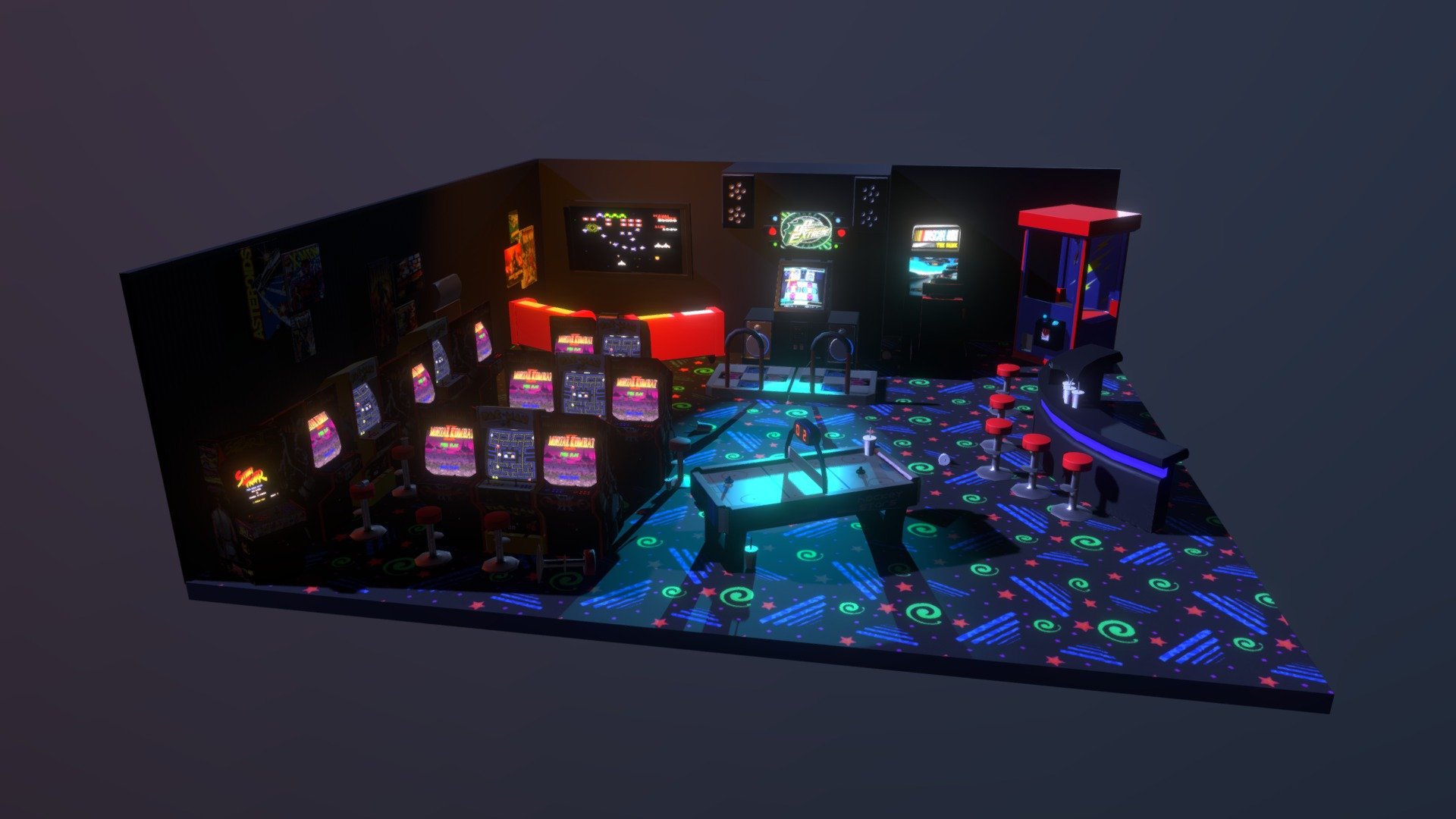 Night Arcade - 3D model by Dominic (@Dominc) [7c12702] - Sketchfab
