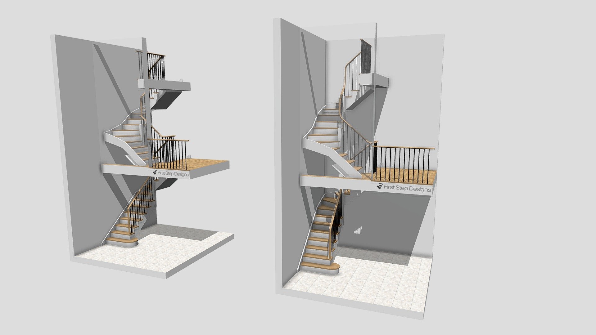Clarke New Staircase Designs - 3D model by First Step Designs Ltd ...