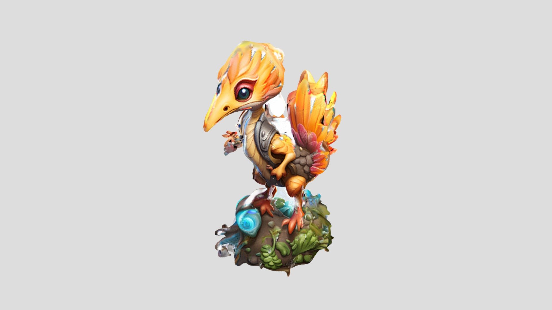 Chibi-style fire bird figurine on a rock A ch - Download Free 3D model ...