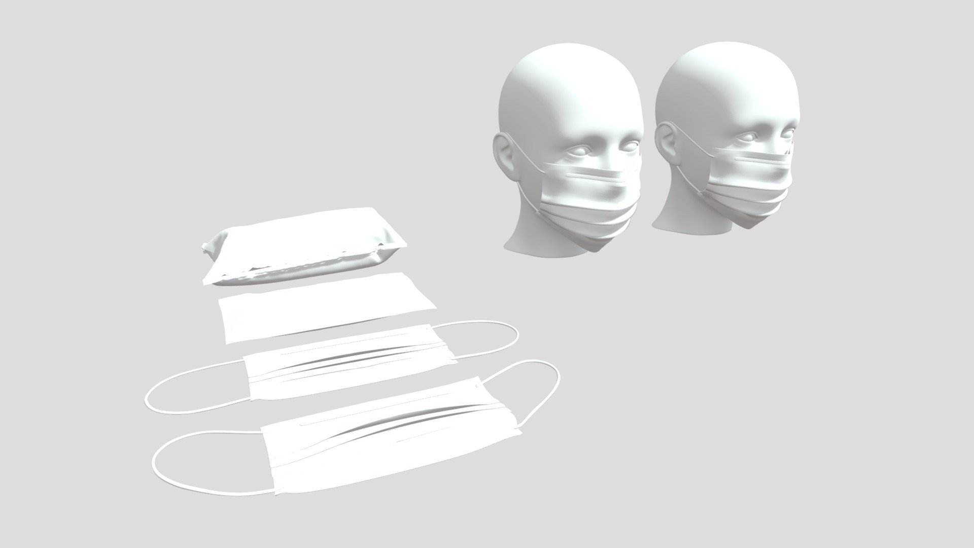 Draft of Disposable medical masks - 3D model by pactakt [7c7a2f5 ...
