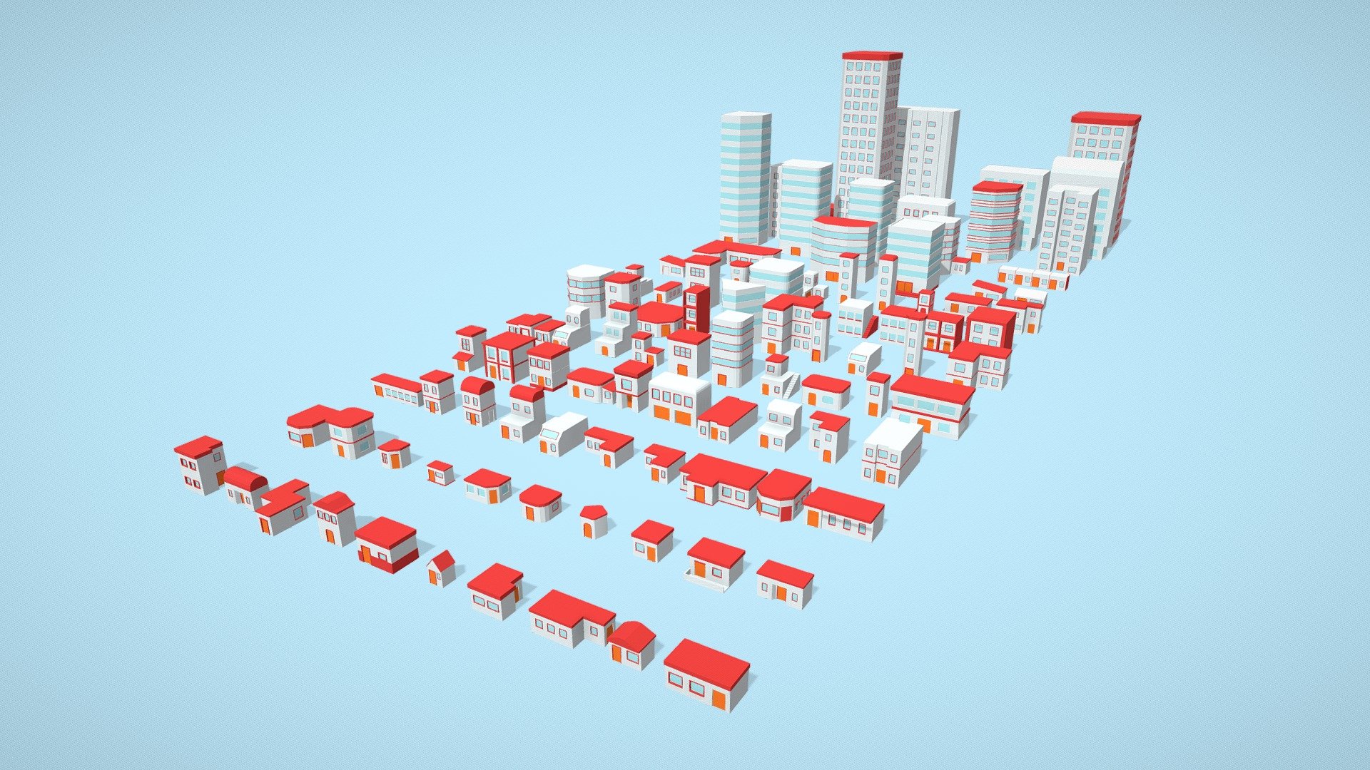 100 Lowpoly Buildings | Buildings Pack - Download Free 3D model by Frid ...