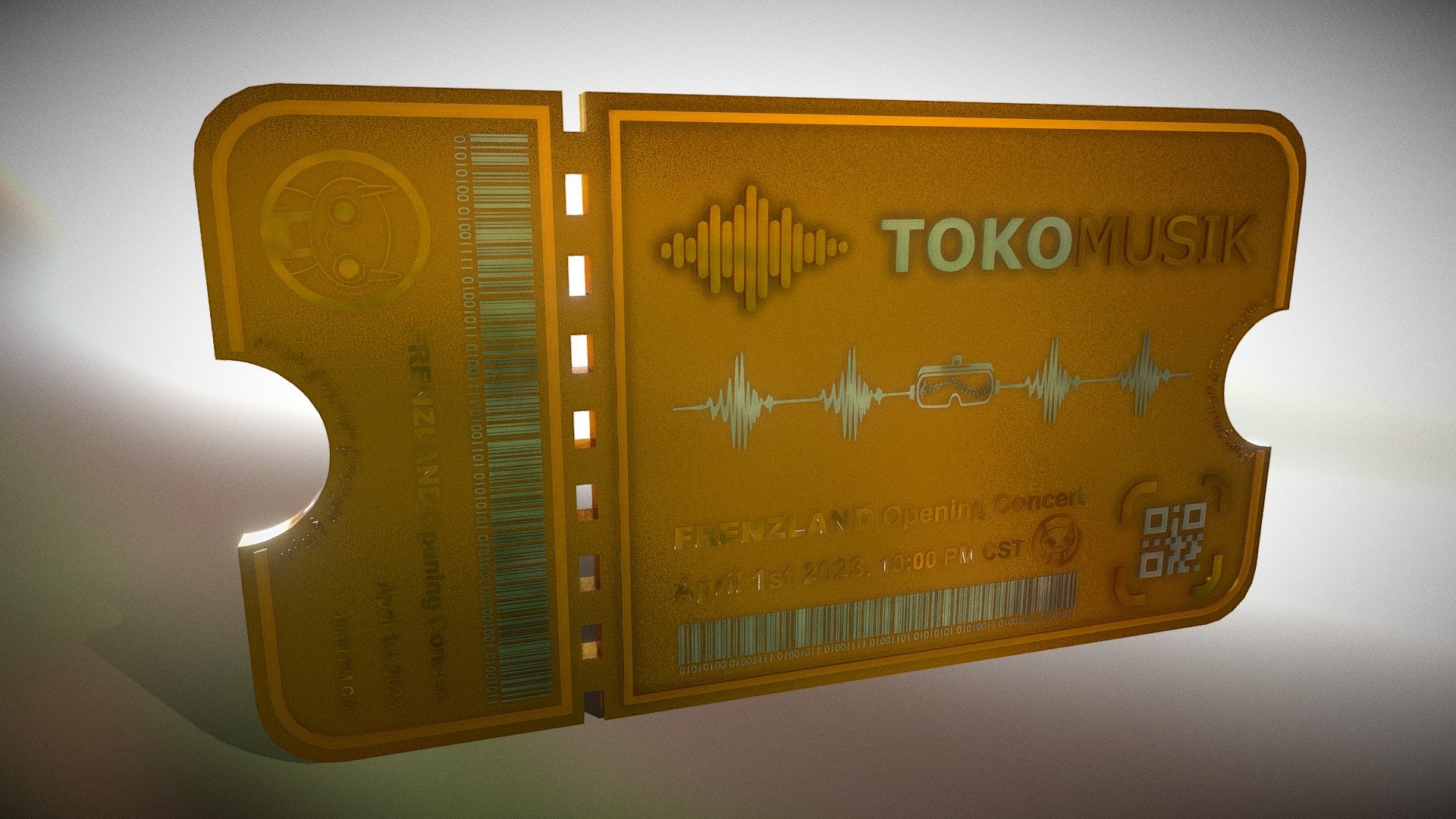 TOKOMUSIK Event Golden Ticket - 3D model by Tokomex 3D Labs (@tokomex ...