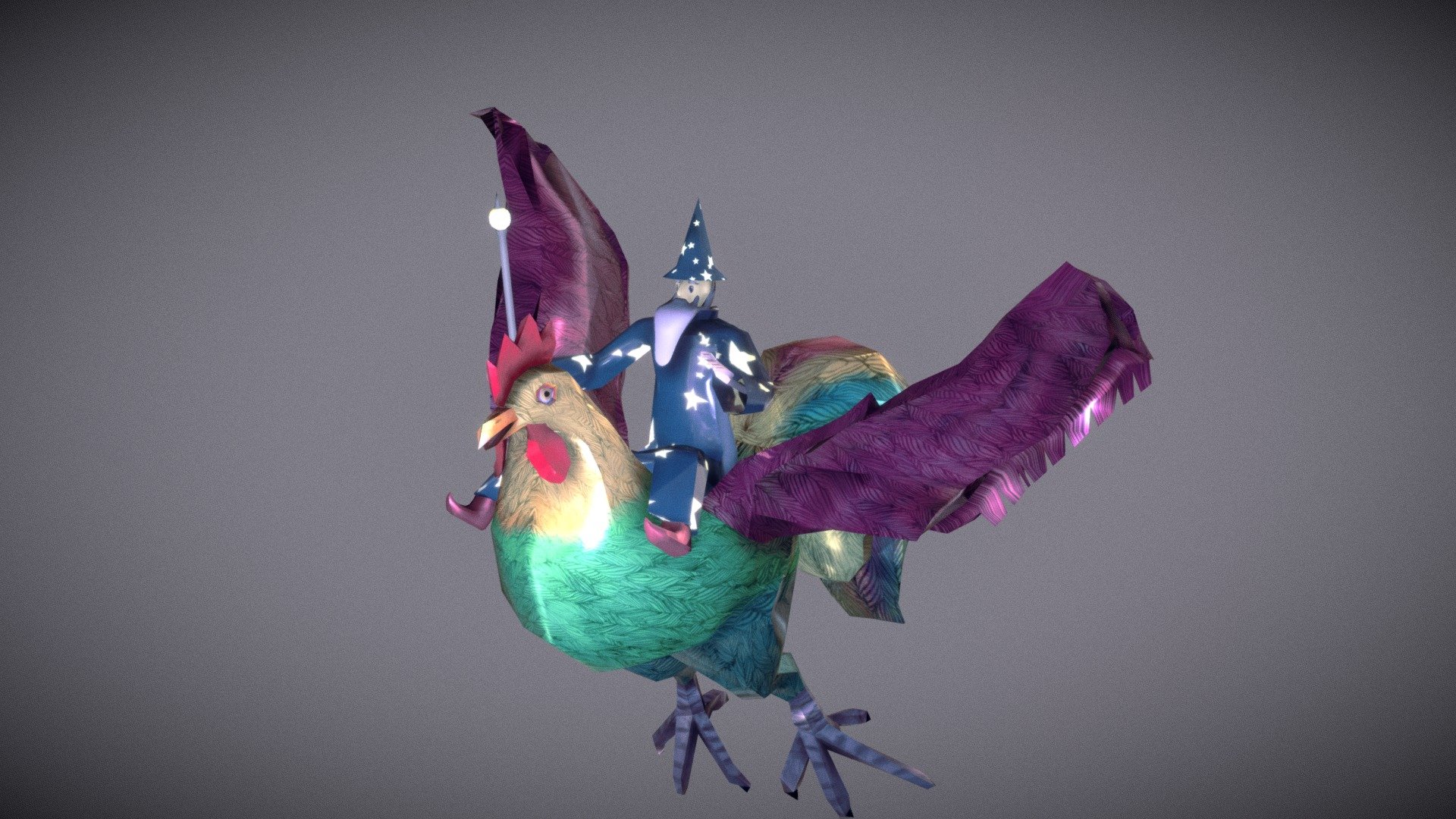 Rooster & Wizard - Download Free 3D model by ricono_gotoshi [7c9a32b ...