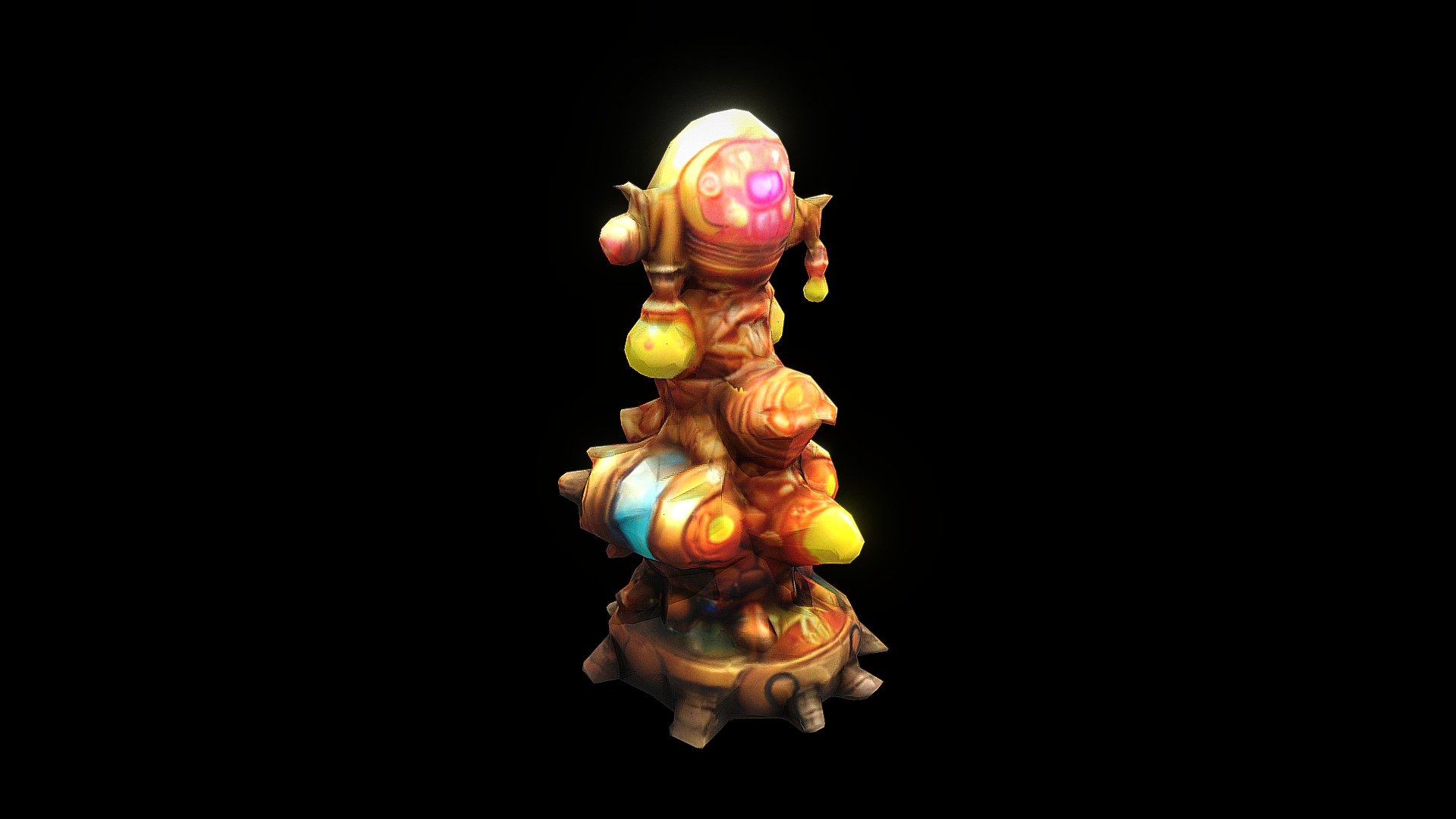 a statue of a robot with glowing lights on it - Download Free 3D model ...