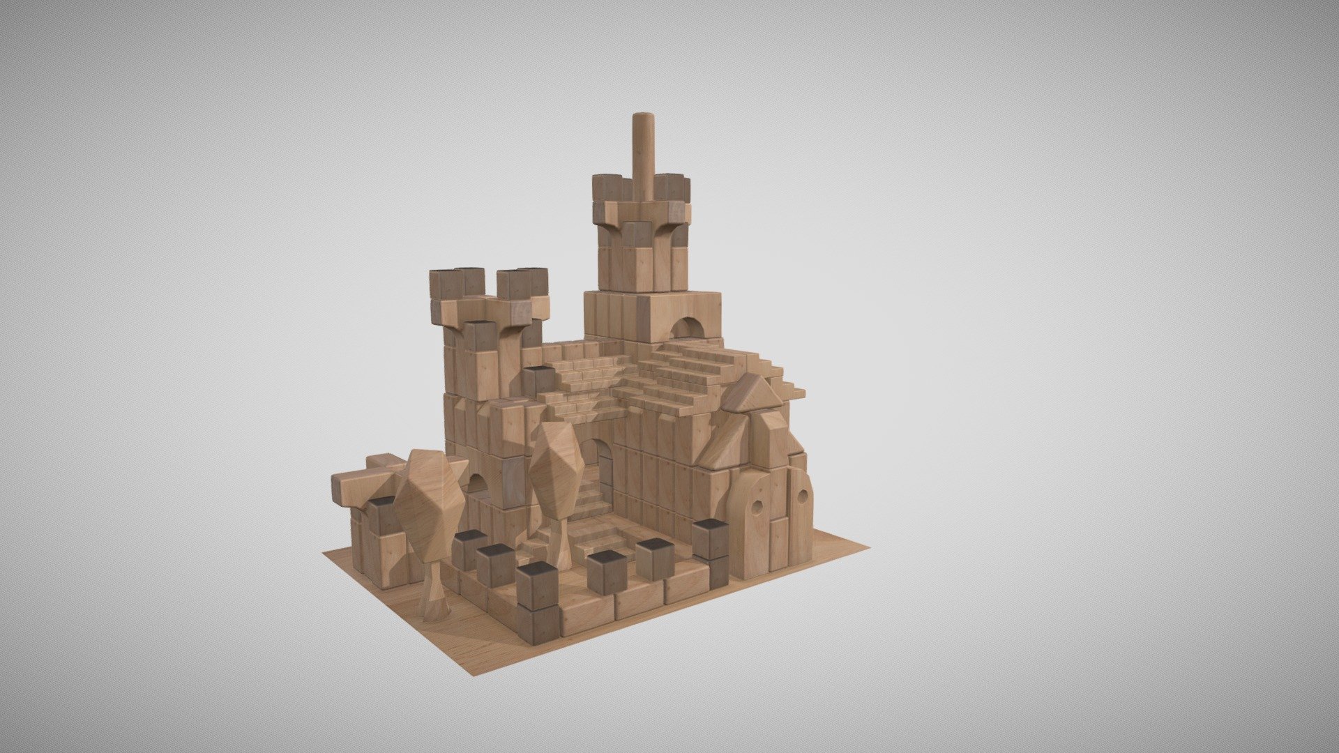 Wood Block Castle ^^ - Download Free 3D model by mahalaf [7ca1551 ...