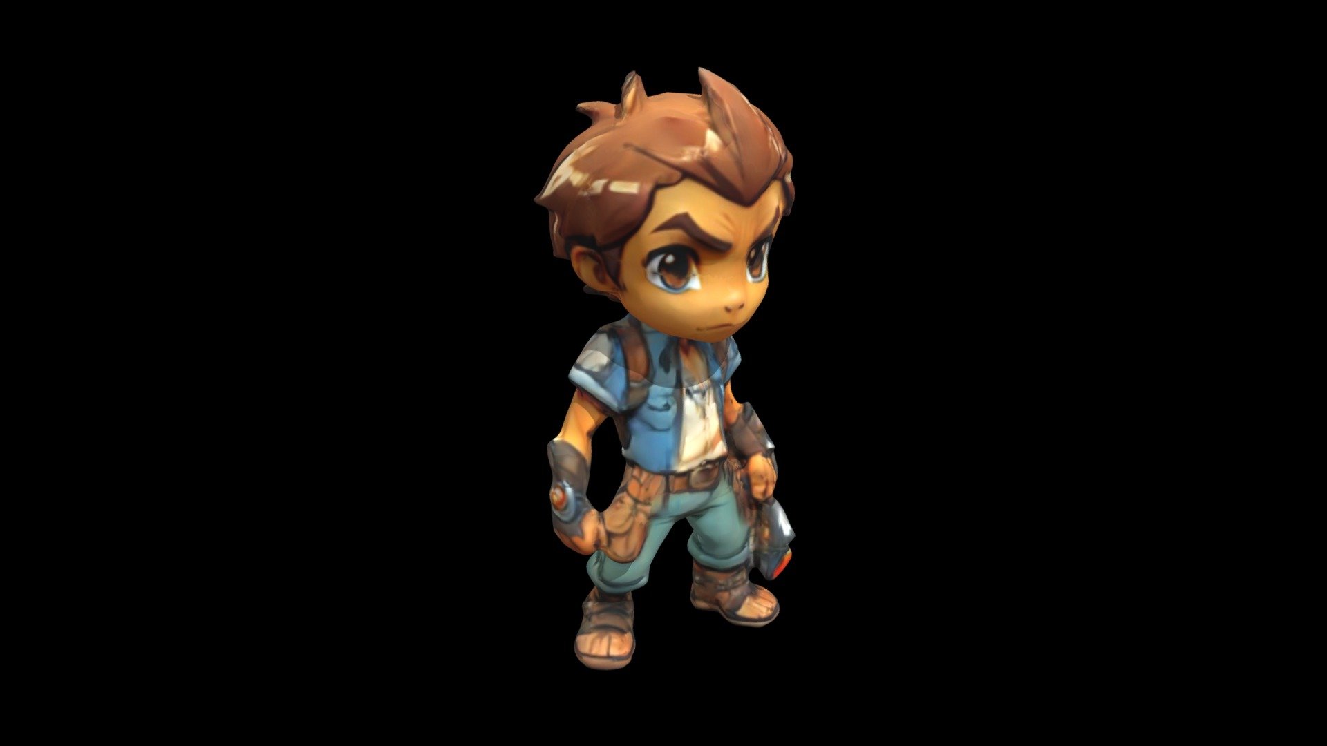"Male Video Game Character with Brown Spiky Hair - Download Free 3D ...