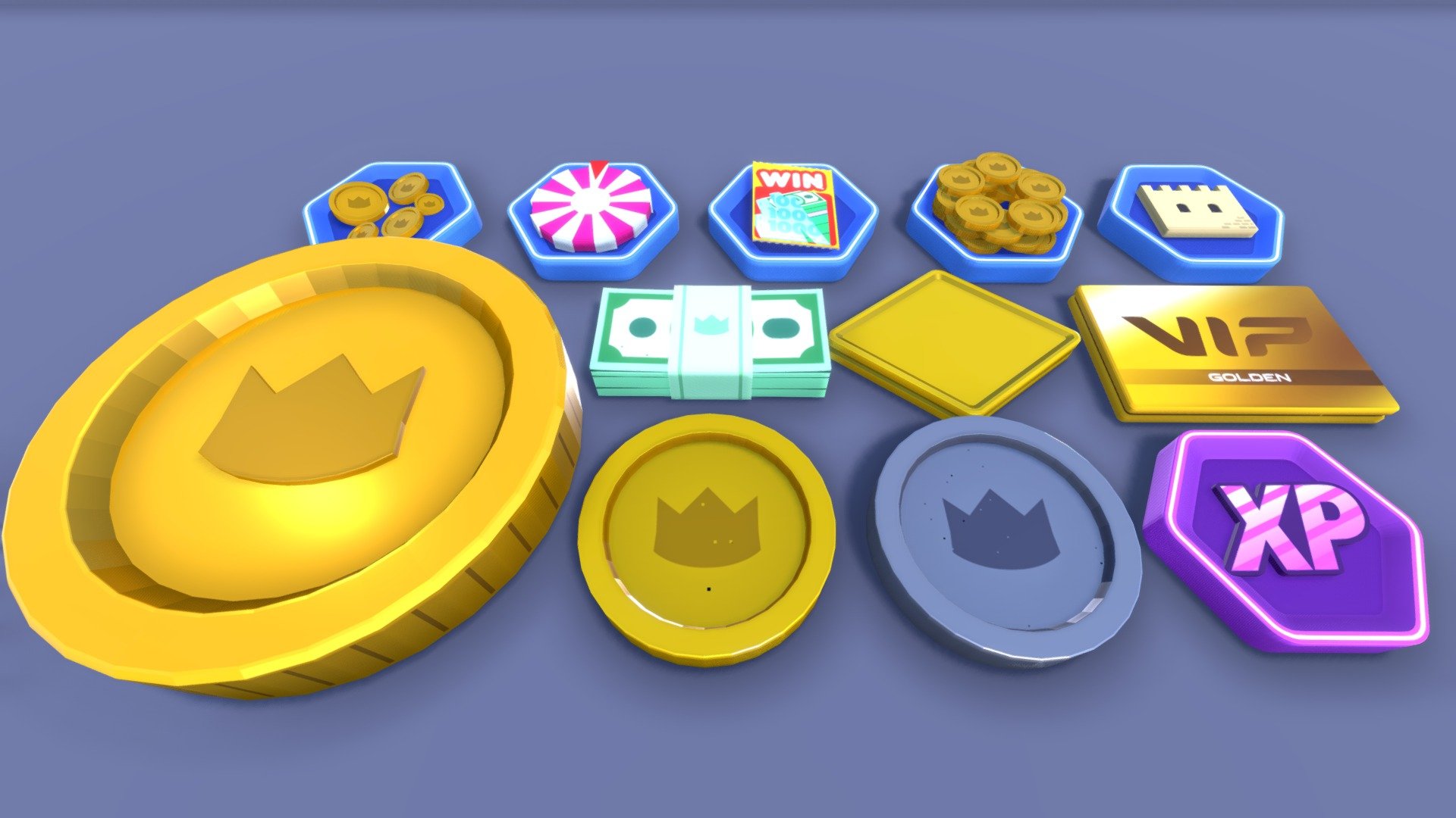 Coins for mobile game - 3D model by Companion_Cube [7cab3b5] - Sketchfab