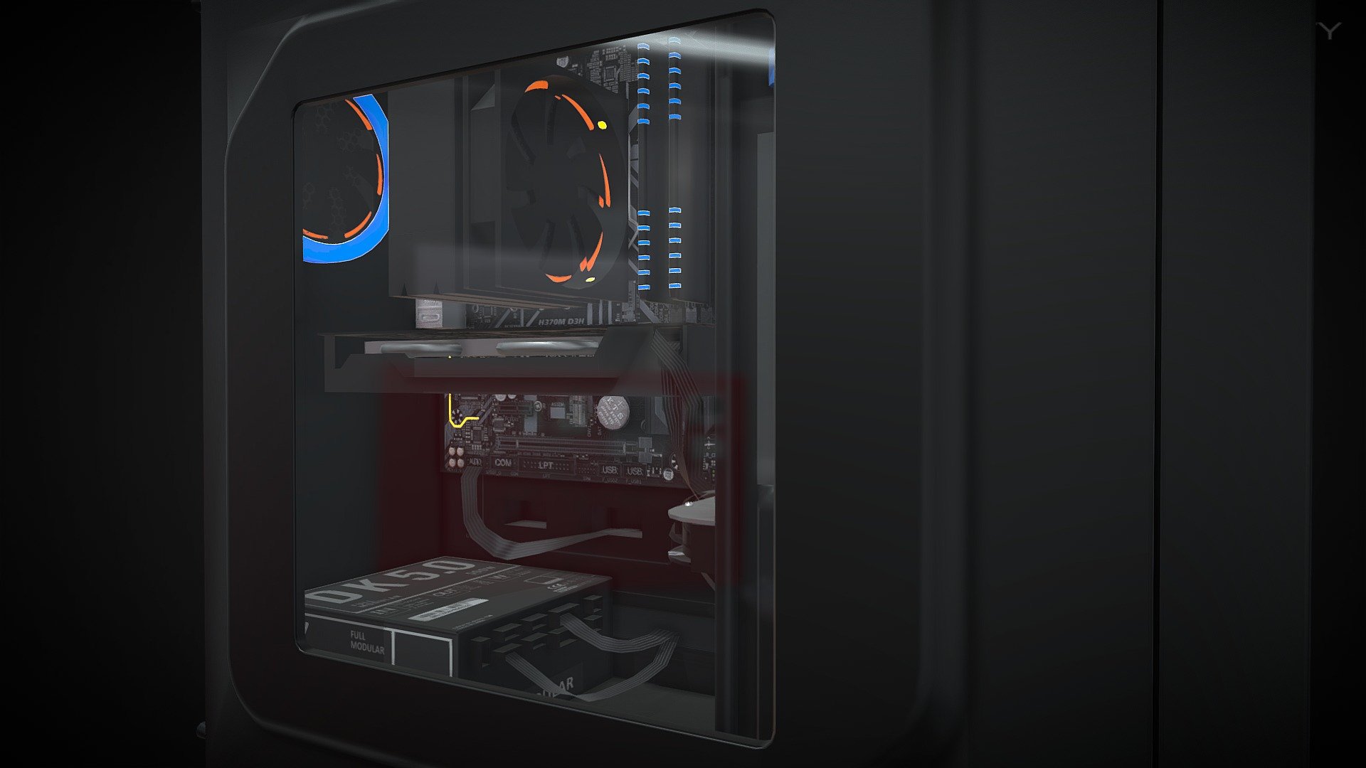 PC Case | Desktop computer with fan and LED - Buy Royalty Free 3D model ...