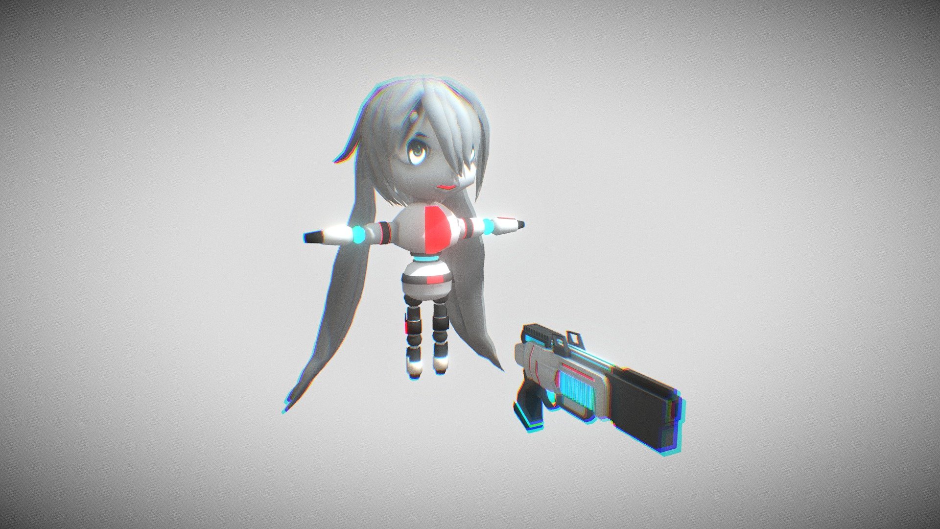 Chibi Robot with Futuristic Pistol 3D Model - 3D model by Moon Moon ...