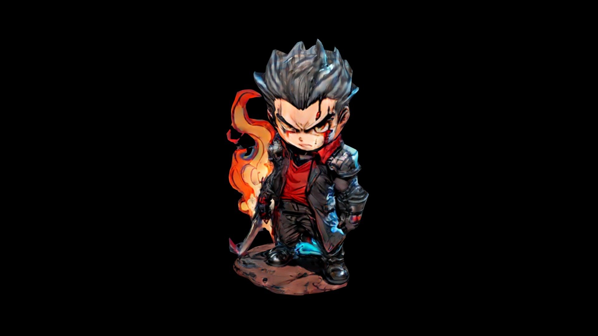 A chibi-style illustration of a man with silver - Download Free 3D ...