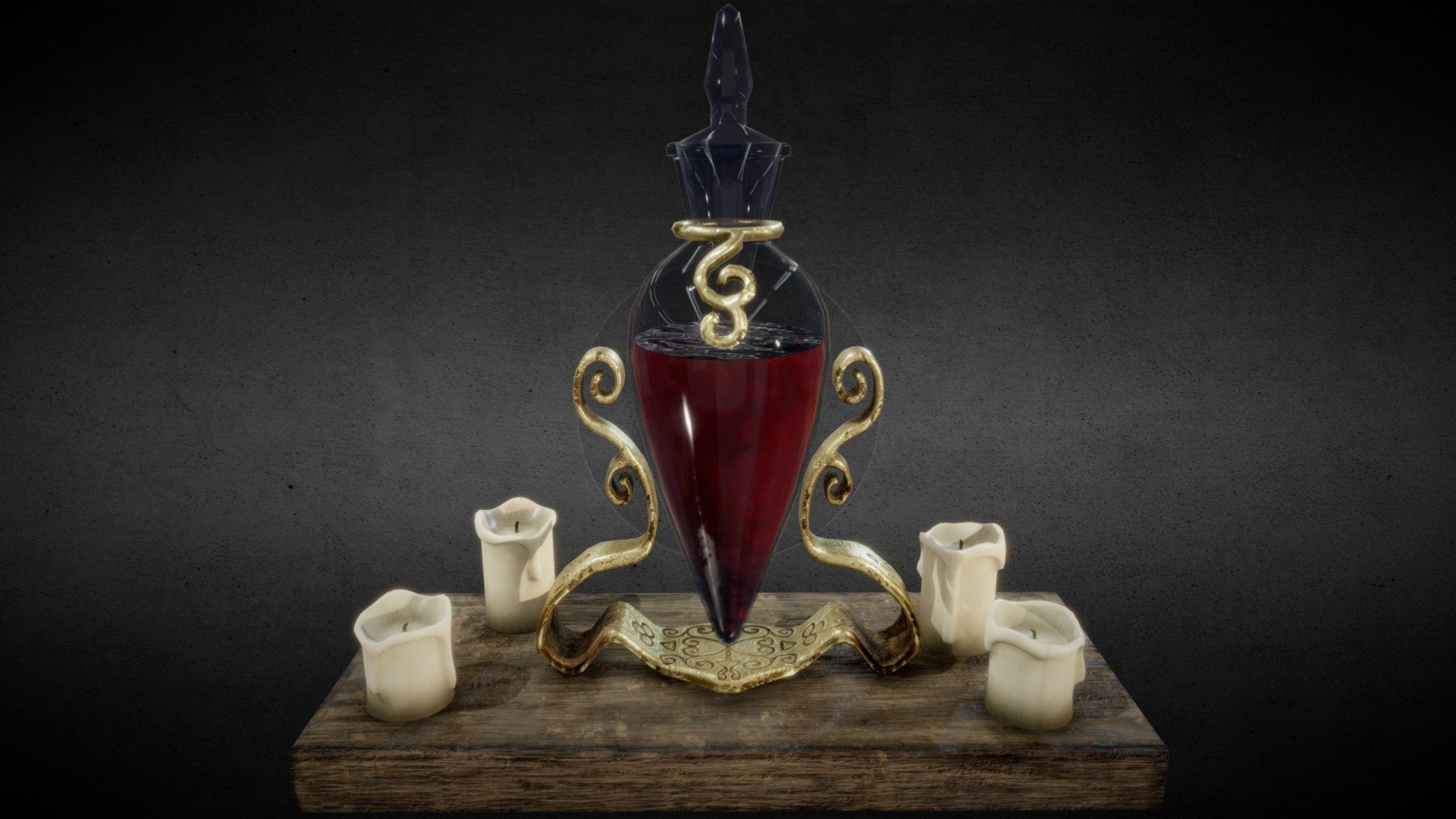 [Set] Bottle with Blood on a Shelf with Candles - Buy Royalty Free 3D ...