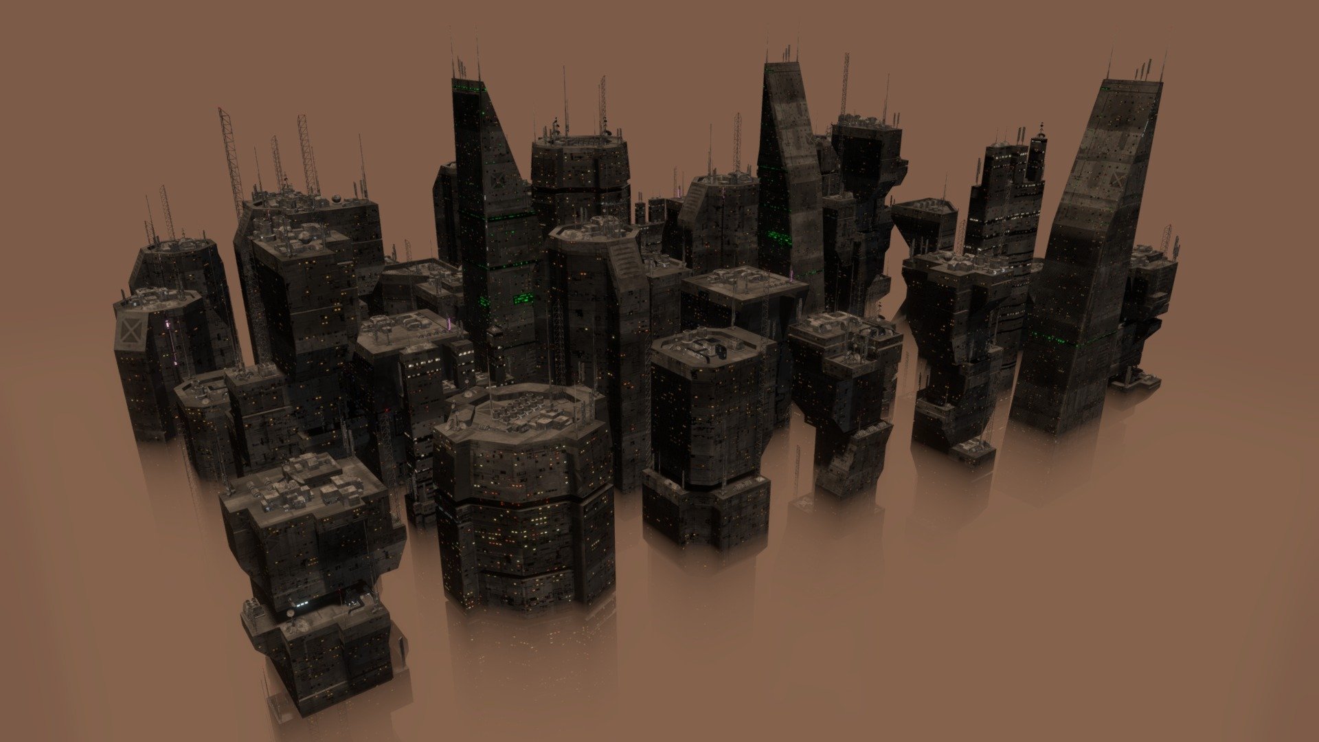 Sci-Fi City Buildings Alien Fantasy - Buy Royalty Free 3D model by ...