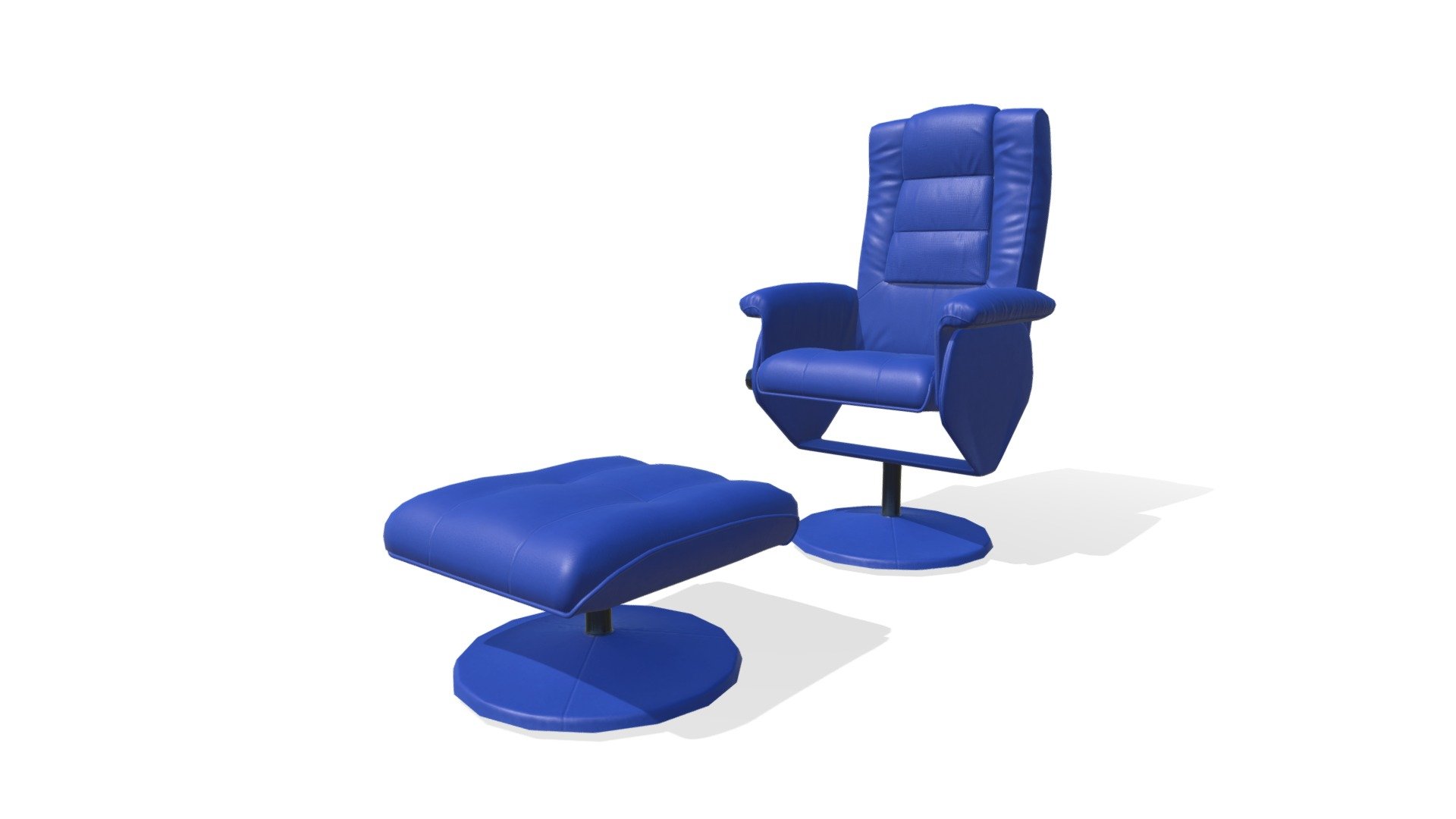 low poly Blue Recliner Chair & Ottoman Set - 3D model by CharacterZone ...