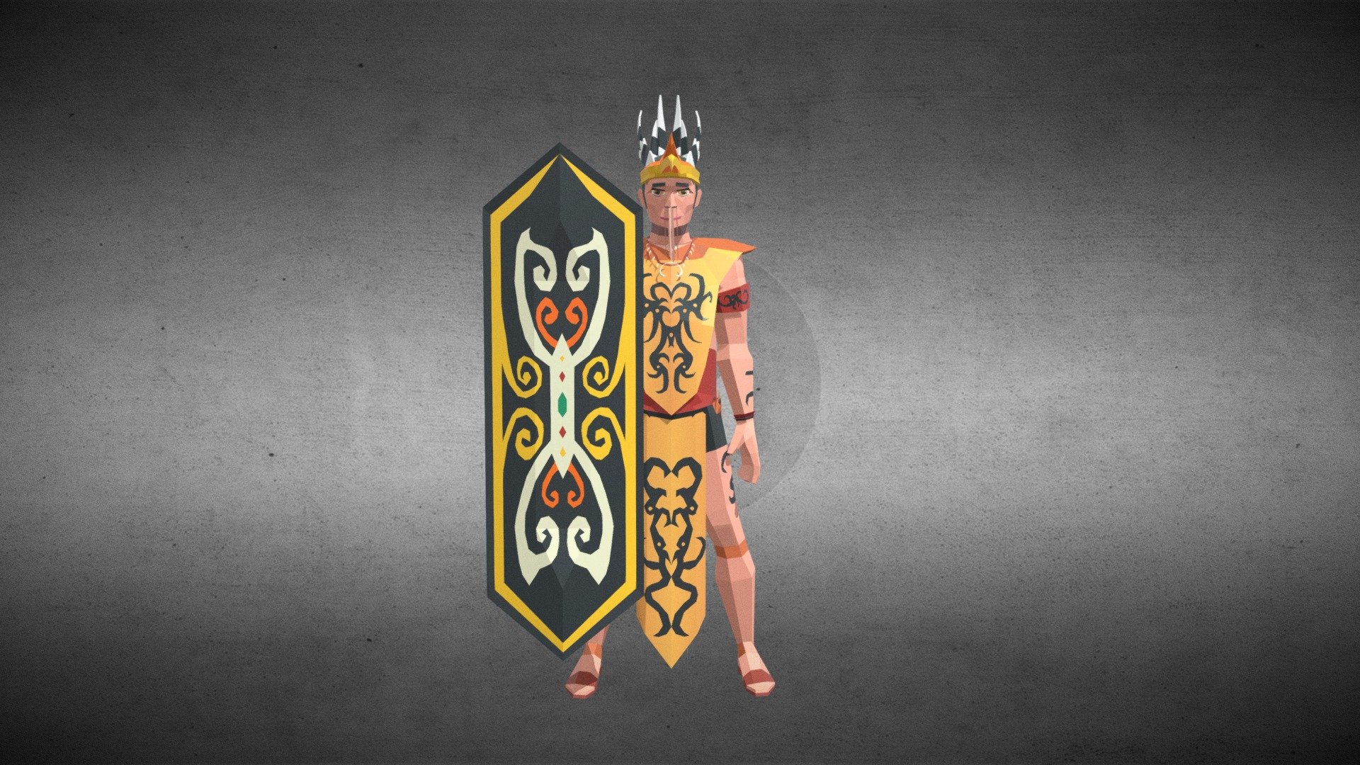 Dayak Warrior Lowpoly - 3D model by velincy [7d063fe] - Sketchfab