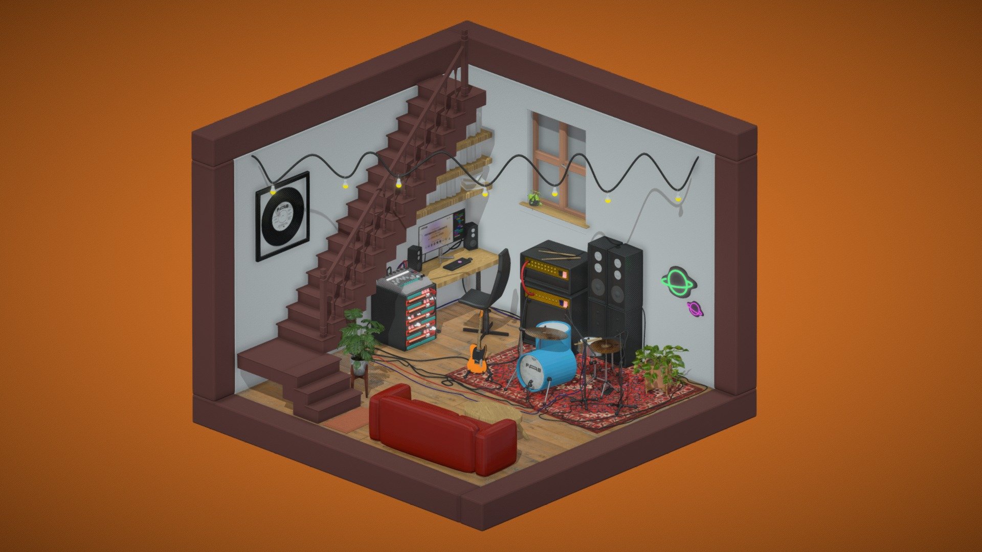 Band Home Recording Studio Room - Download Free 3D model by fabriminal ...