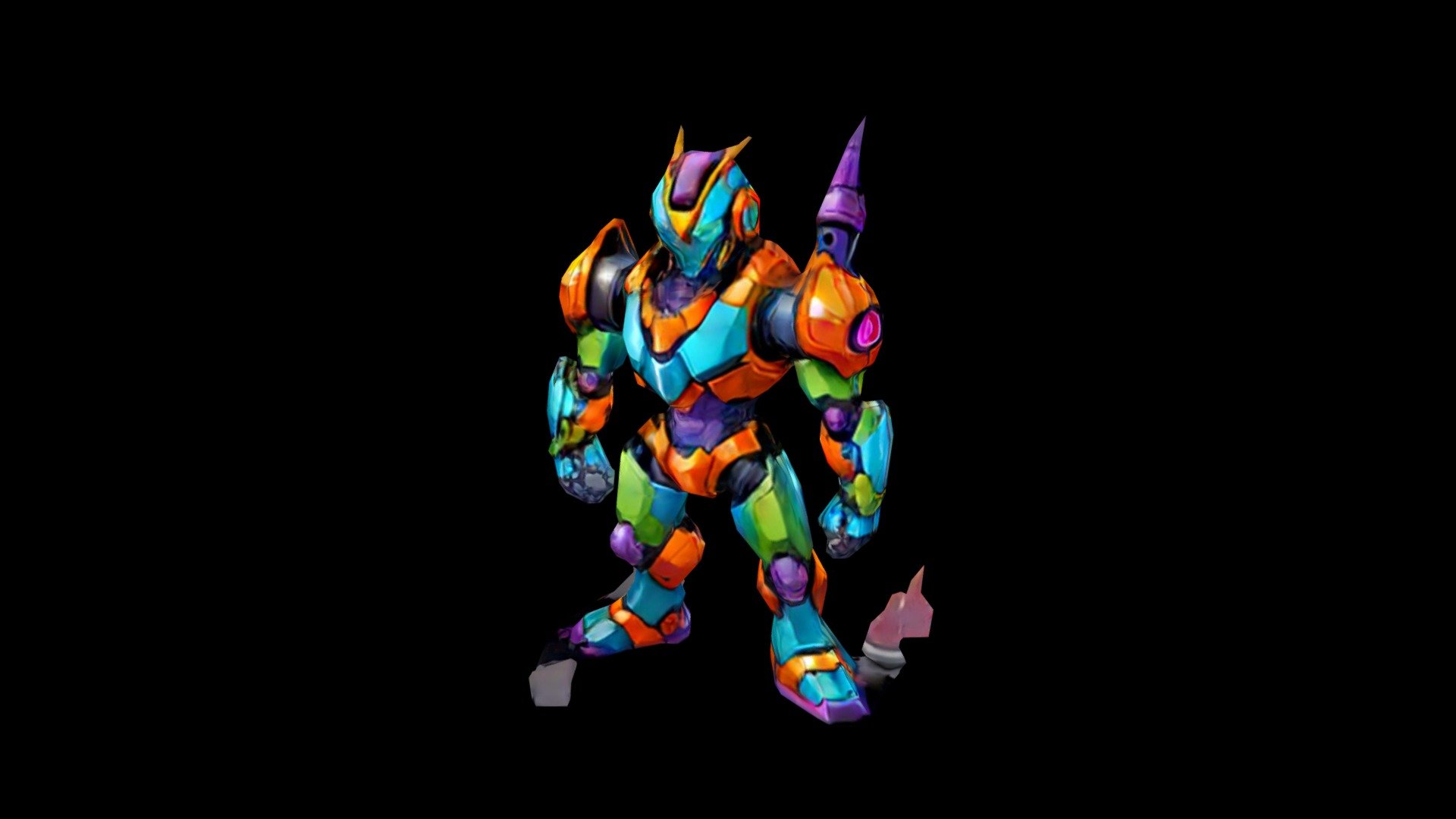 An animated illustration of a heroic robot stand - Download Free 3D ...