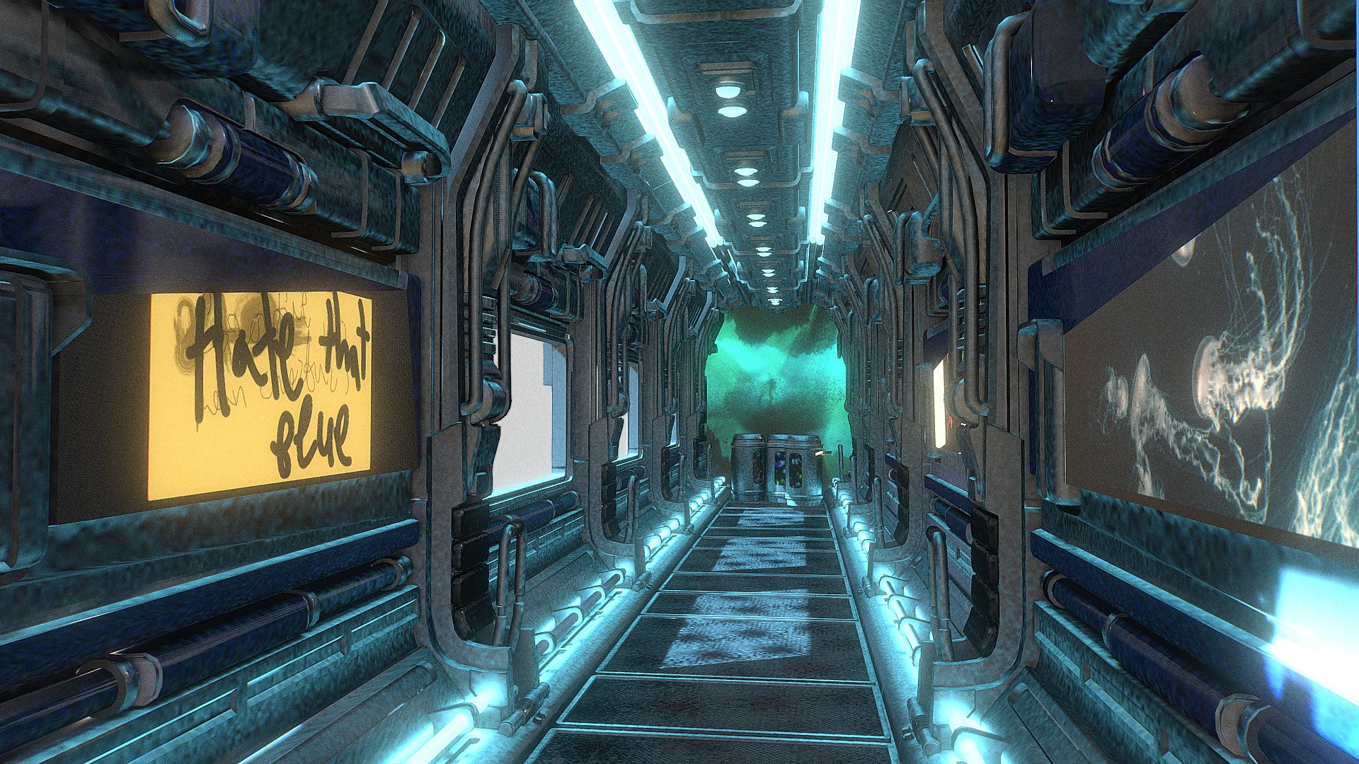 Sci-fi underwater corridor "Hate that blue" - Download Free 3D model by ...
