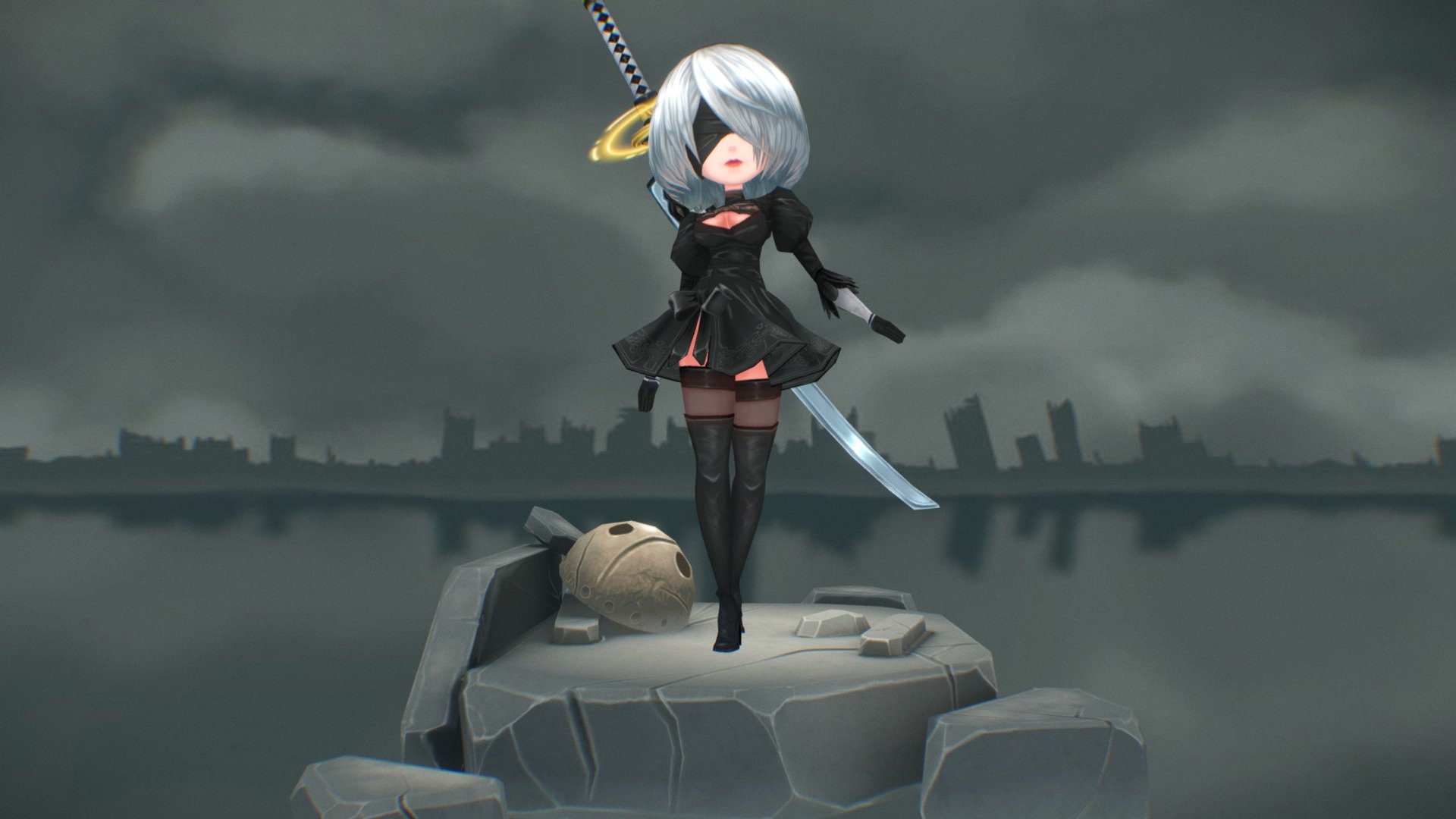 2B Nier Automata Chibi - 3D model by mad_nat [7d1ac2a] - Sketchfab