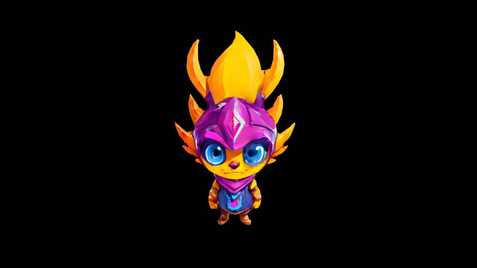 A cute, yellow chibi character with blue eyes an - Download Free 3D ...