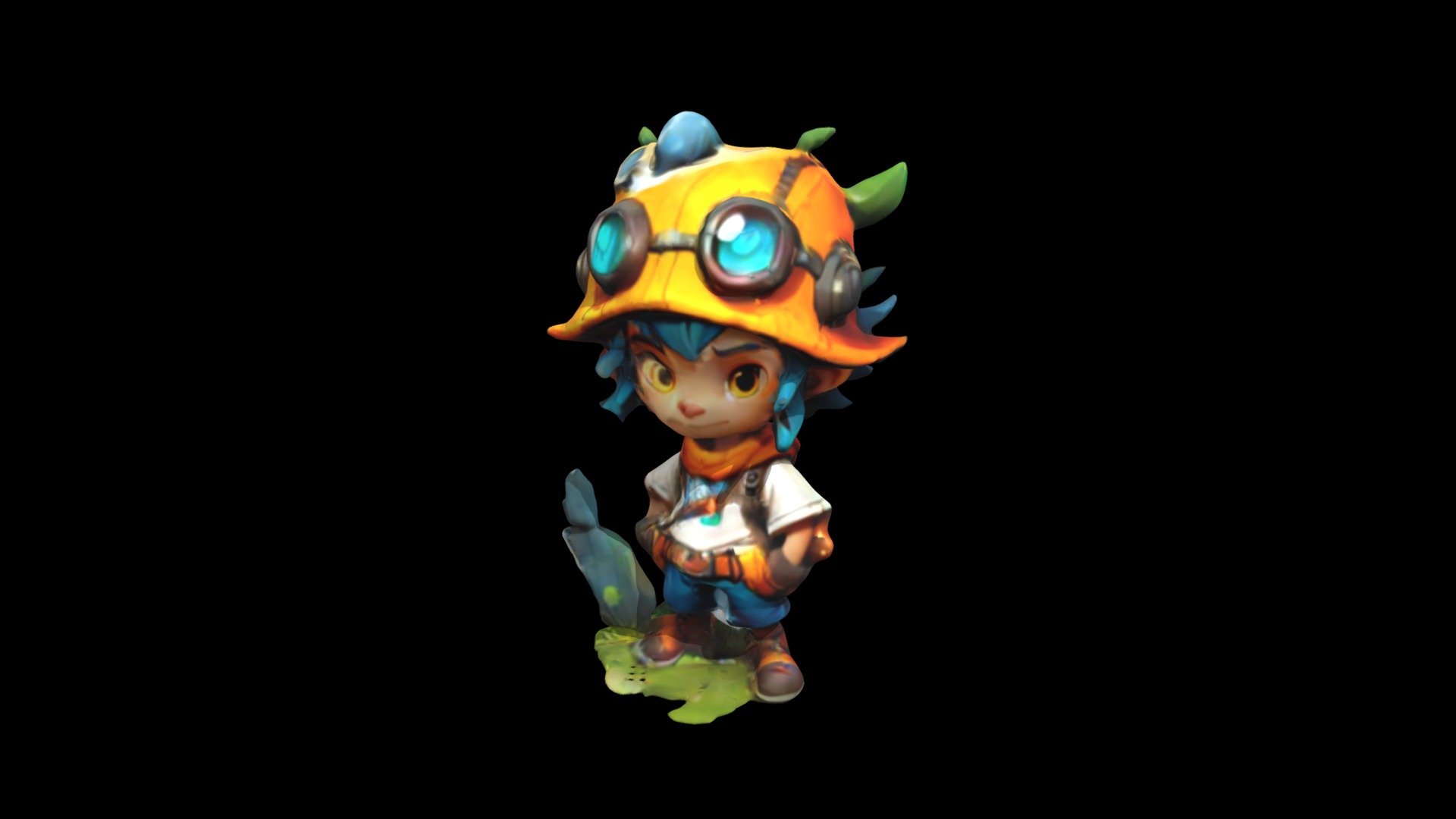 a cartoon character wearing a helmet and gogg - Download Free 3D model ...