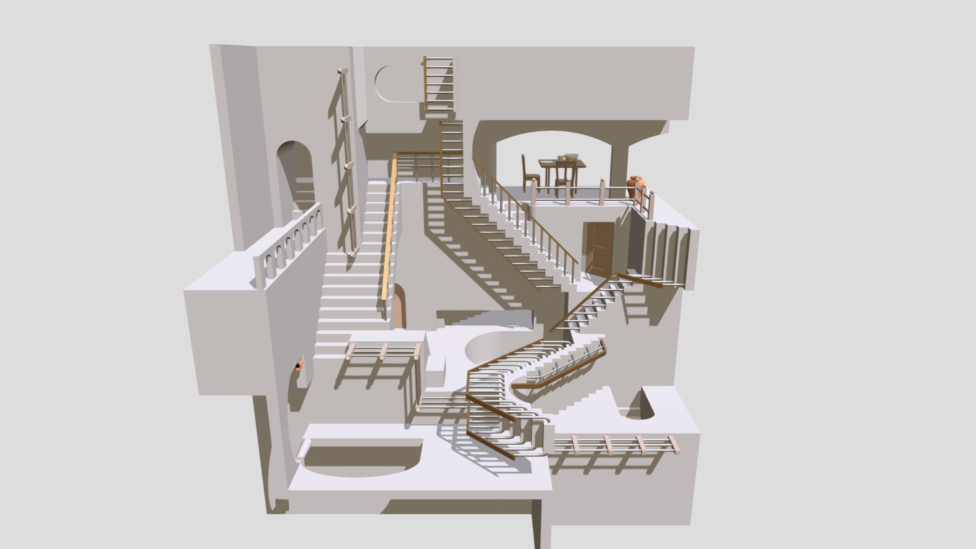 Relativity by M. C. Escher - 3D model by rohanchabukswar [7d59647] - Sketchfab
