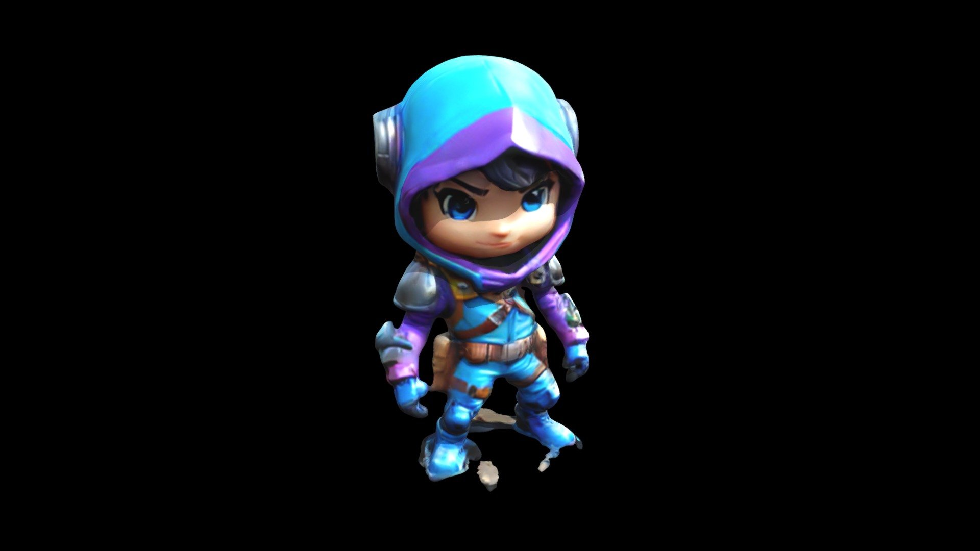 "Anime-styled character with blue eyes and a pur - Download Free 3D ...
