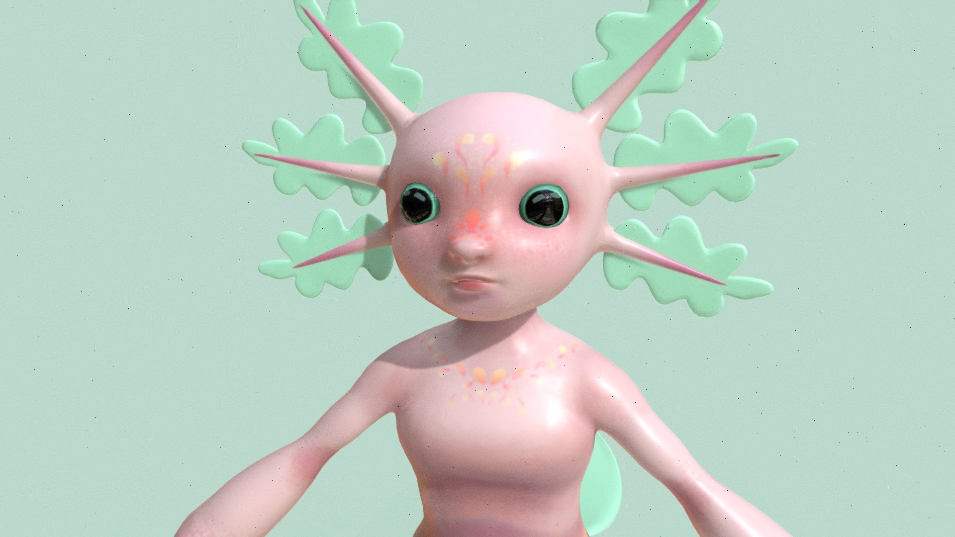 Stylized humanoid Axolotl - Download Free 3D model by Flora (@flora ...