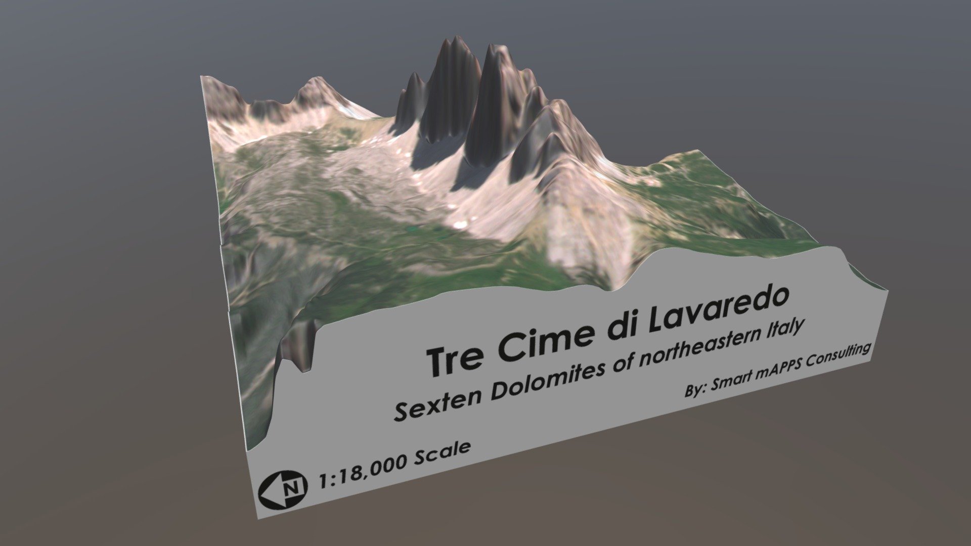 Tre Cime di Lavaredo Map, Italy (1:18,000 Scale) - 3D model by ...