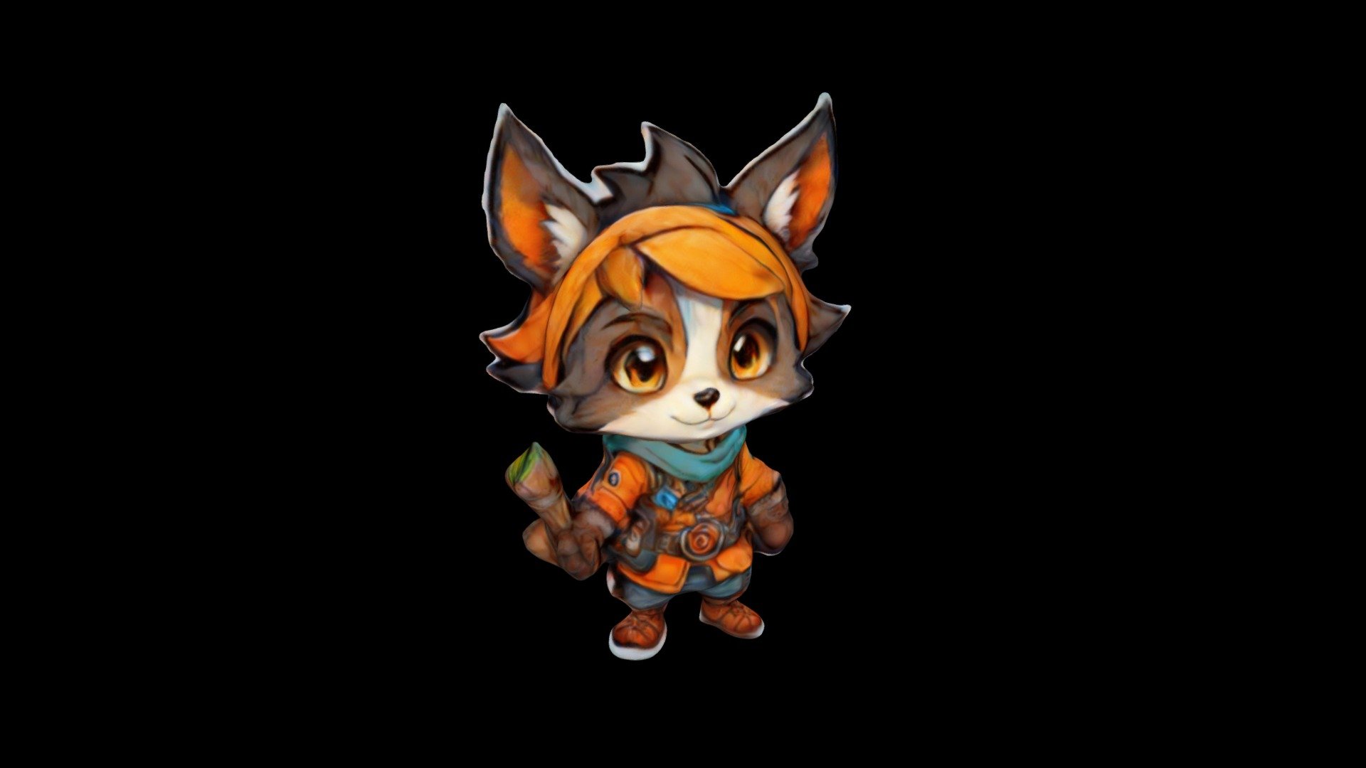 a cute cartoon fox dressed as a adventurer the f - Download Free 3D ...