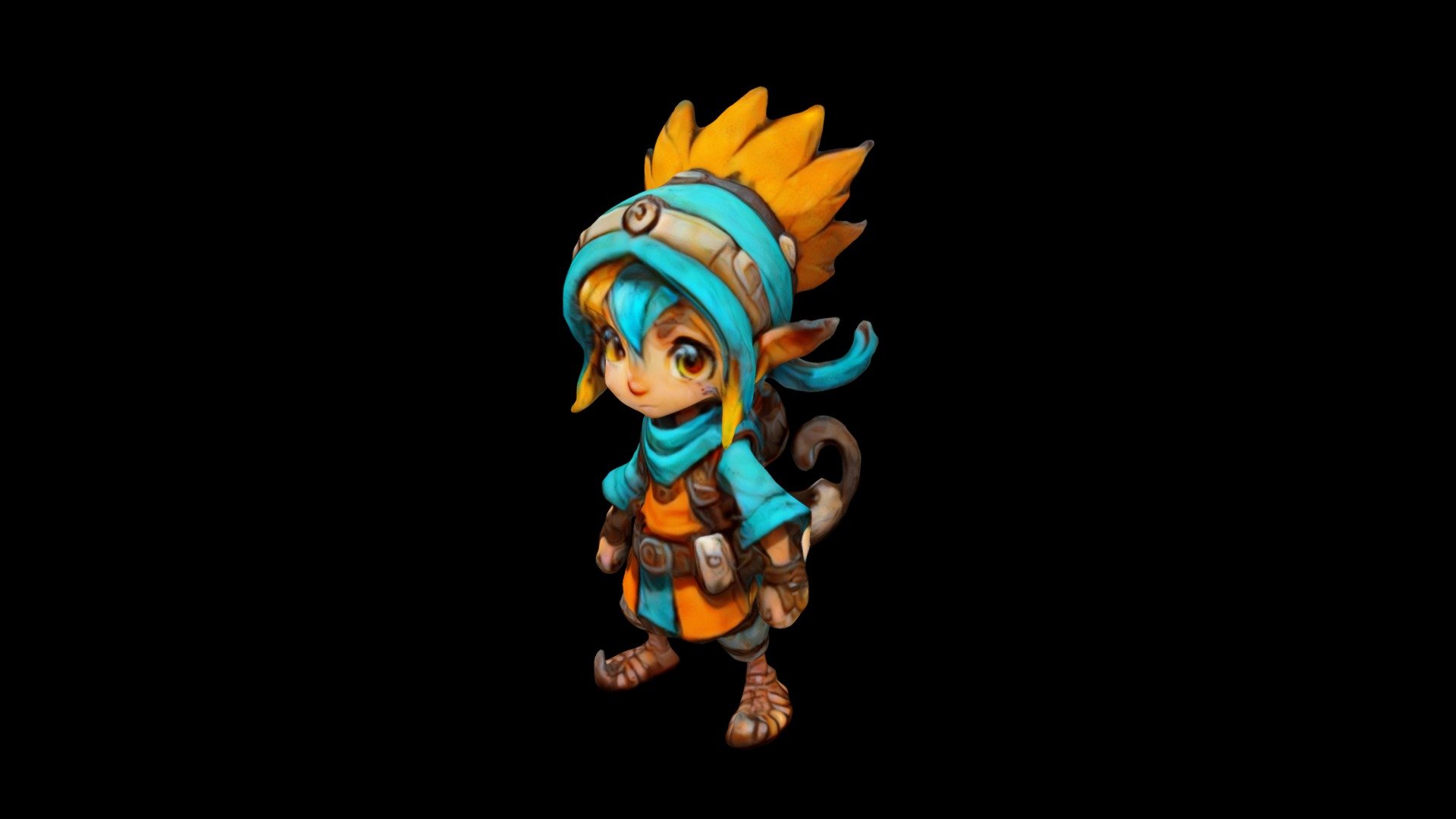 a blue tailed skunk wearing a blue turban and or - Download Free 3D ...