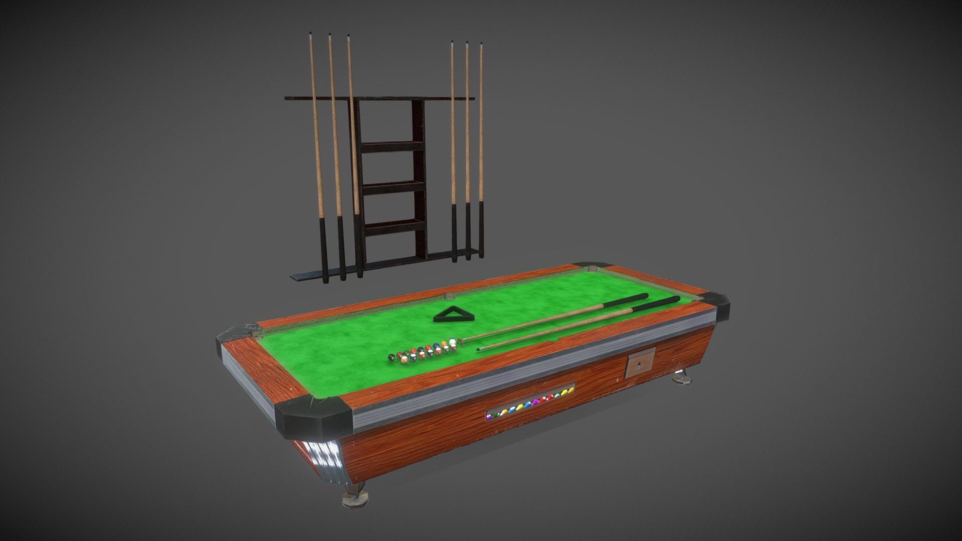 Pool-Table + Accesories - Buy Royalty Free 3D model by heskilstudio ...