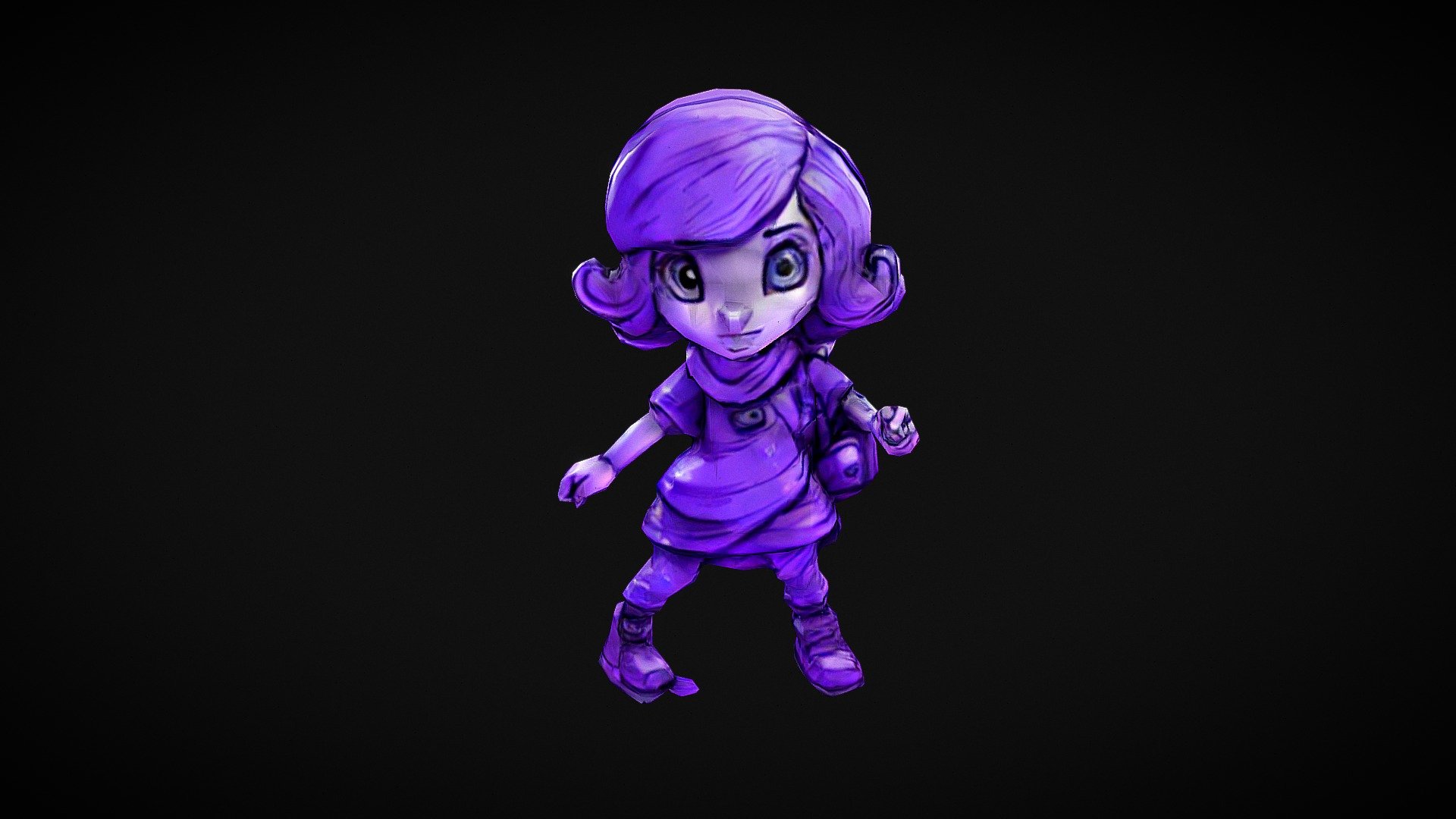 Purple Cartoon Character with Happy Expression H - Download Free 3D ...
