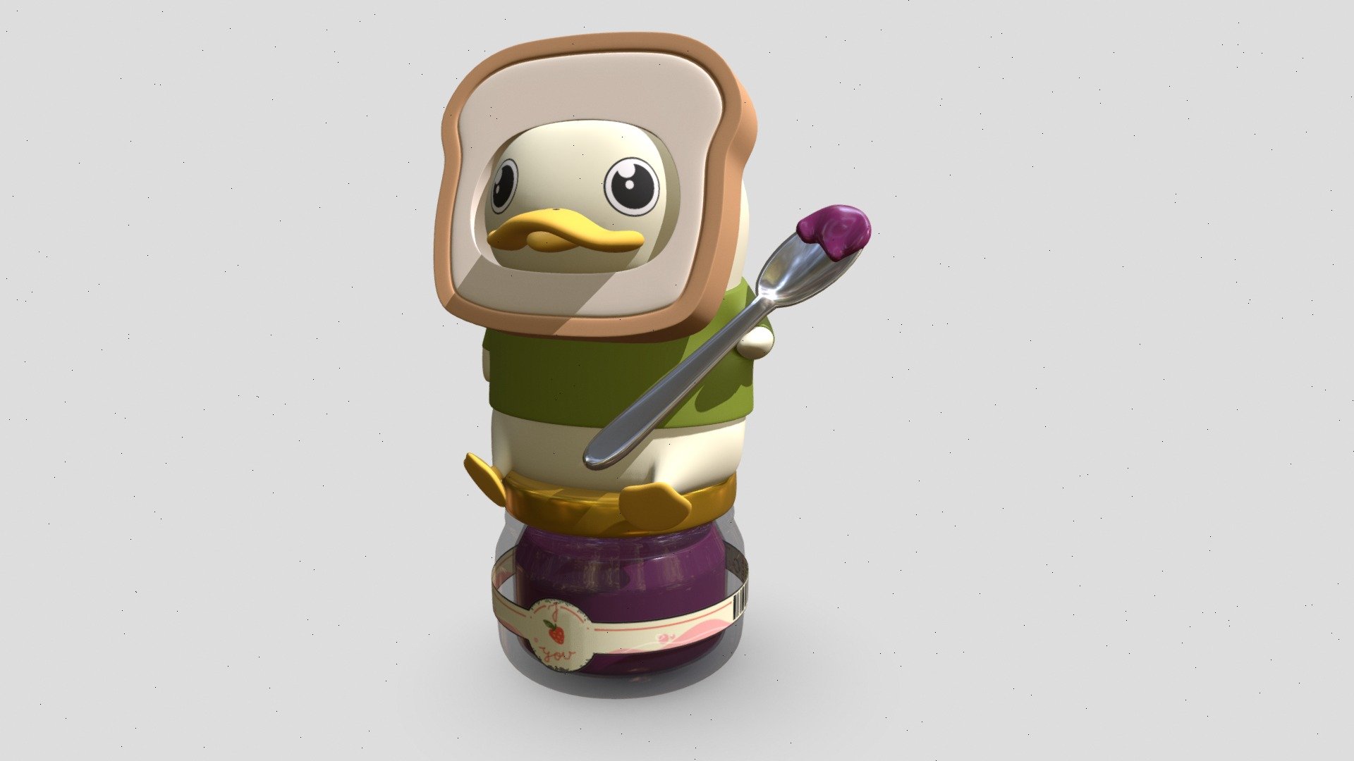 Duck with Toast - Download Free 3D model by carismah [7de45f2] - Sketchfab