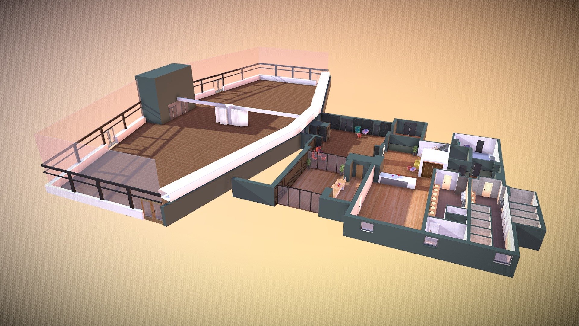 Rez de Chaussée - Buy Royalty Free 3D model by Rayan.Bouayad-Agha [7dee2fc] - Sketchfab Store