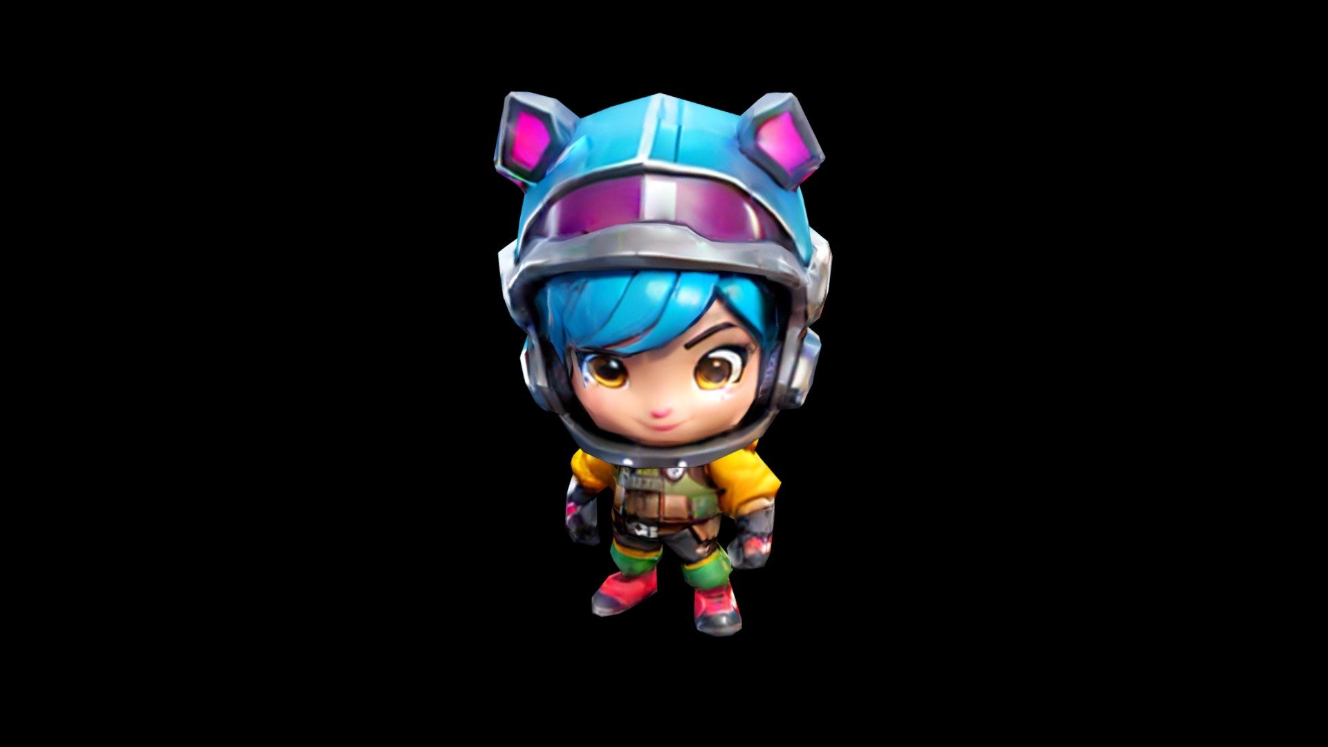 Anime robot girl figurine with blue hair and a p - Download Free 3D ...