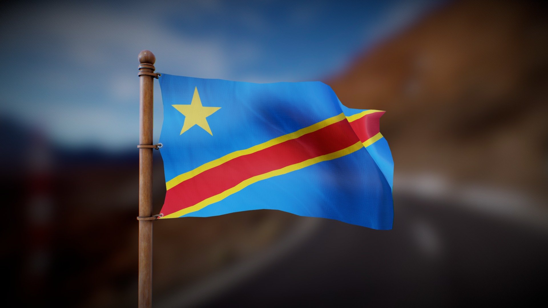 Flag of DR Congo - Wind Animated Loop - Buy Royalty Free 3D model by ...