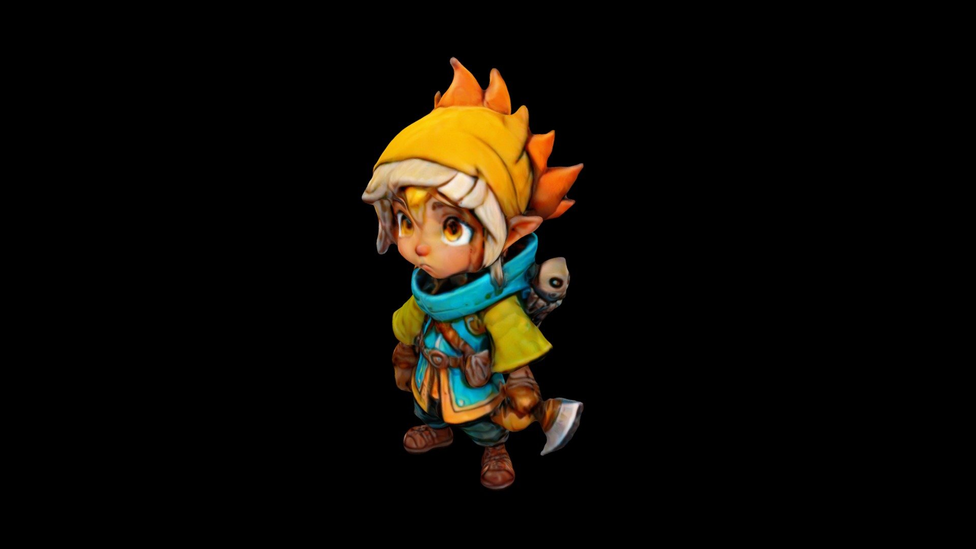 a character dressed in yellow and blue clothing - Download Free 3D ...