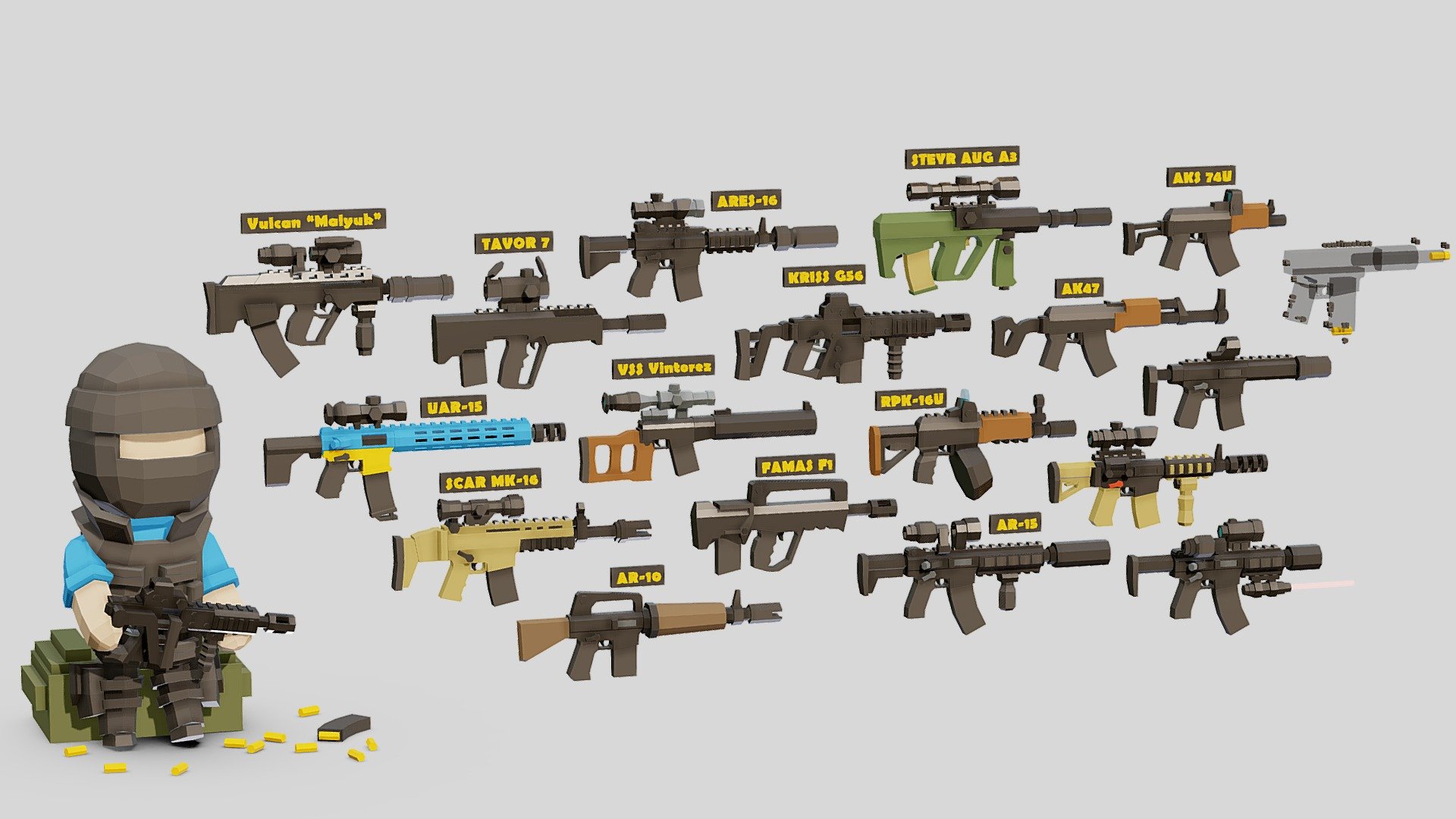 Weapon Assault Rifles - 3D model by Konstantin (@burunduk) [7e0fe49 ...
