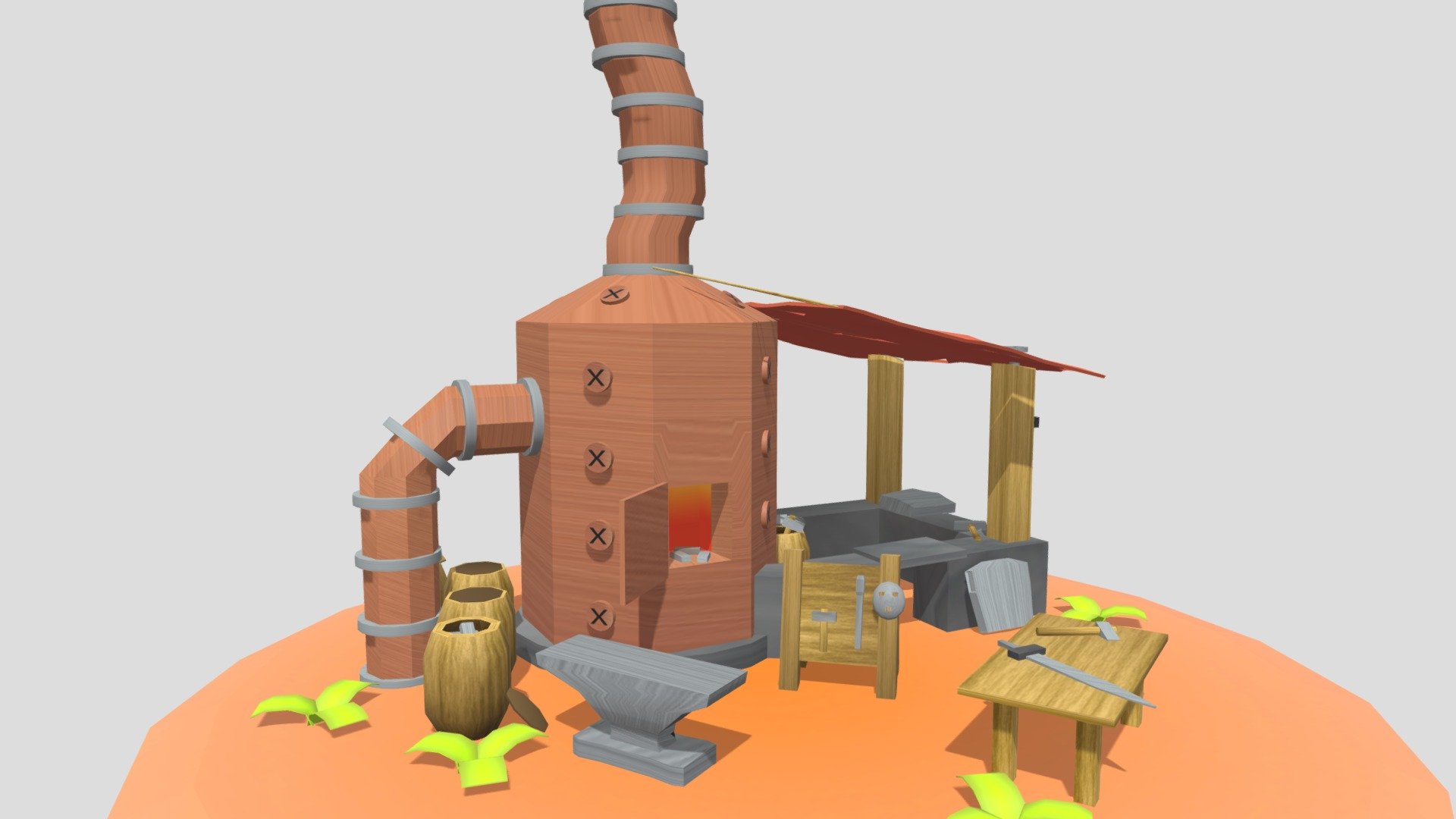 steampunk forge Bazaar - 3D model by aeneaskaravotas [7e132c2] - Sketchfab