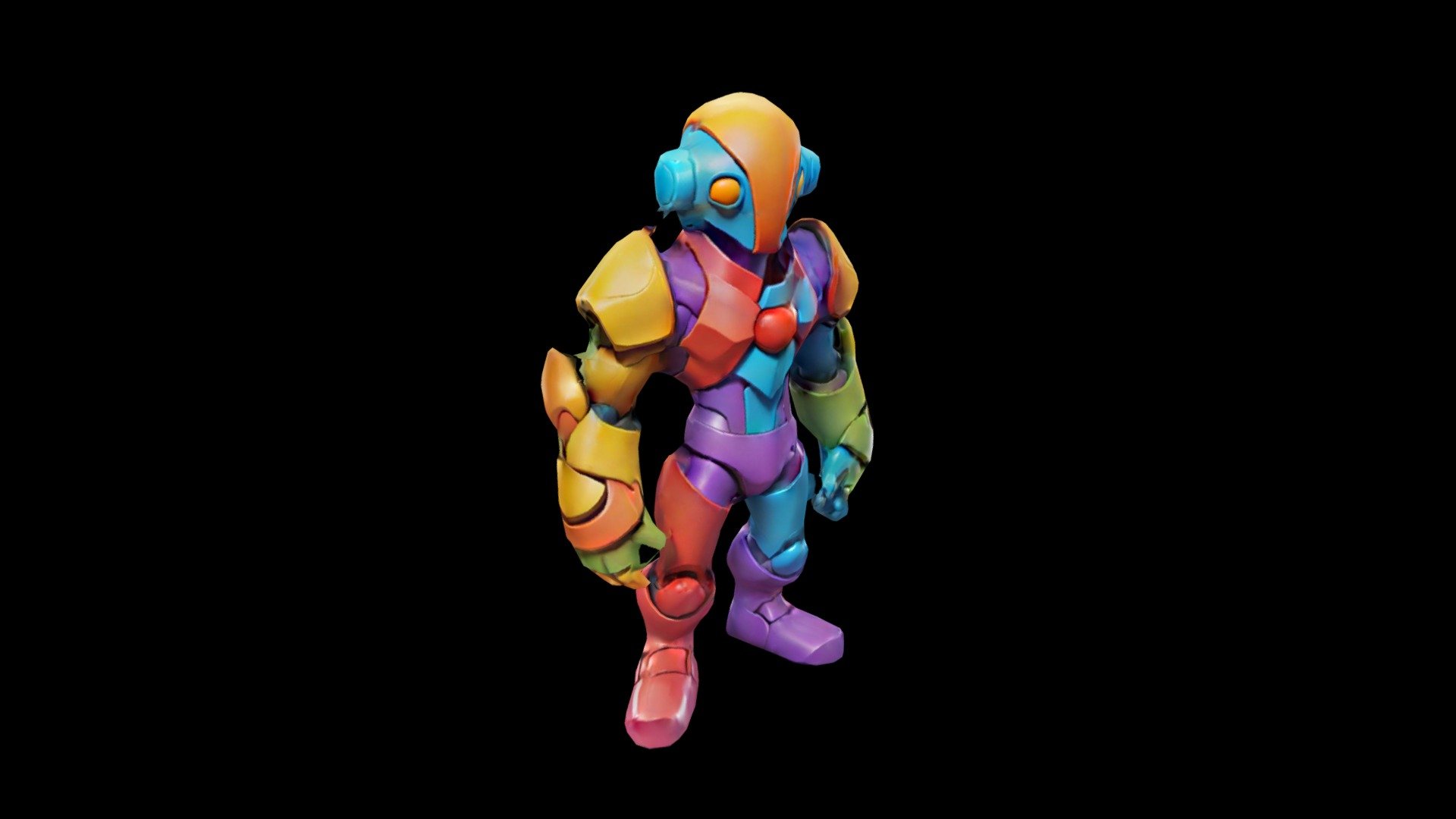 A robot with a rainbow coat stands with its arms - Download Free 3D ...