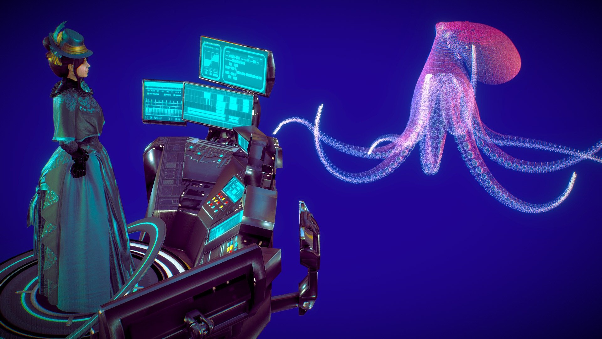 Victorian Woman And Octopus - 3D model by Matt Bell (@sombrerogrande ...