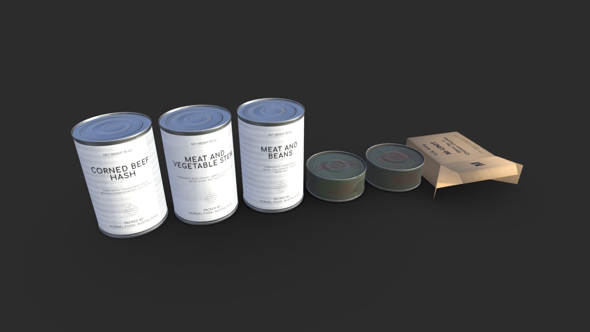 US Army Food Tin Cans Collection - Buy Royalty Free 3D model by ...