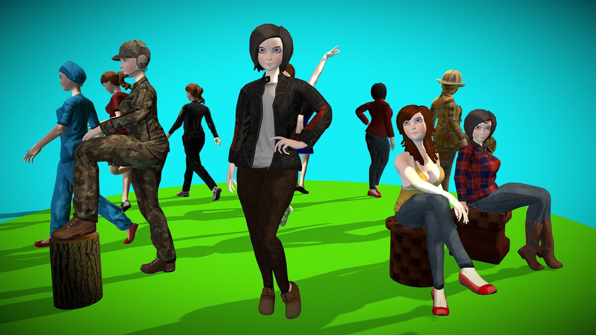 Female Character Pack - 3D model by geniusrahman155 [7e19f59] - Sketchfab