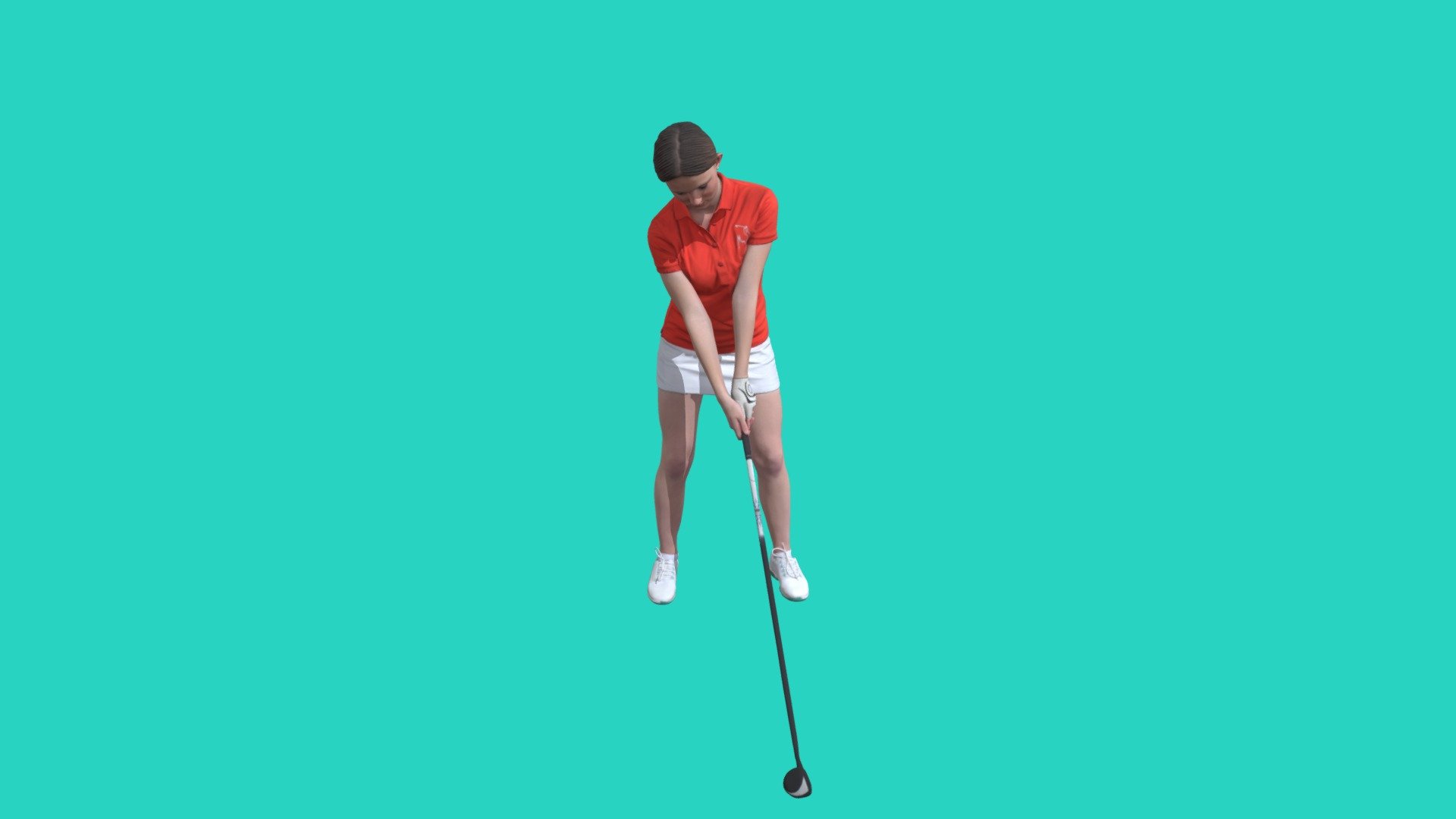 Young Golfer Girl Playing Golf - Download Free 3D model by ...