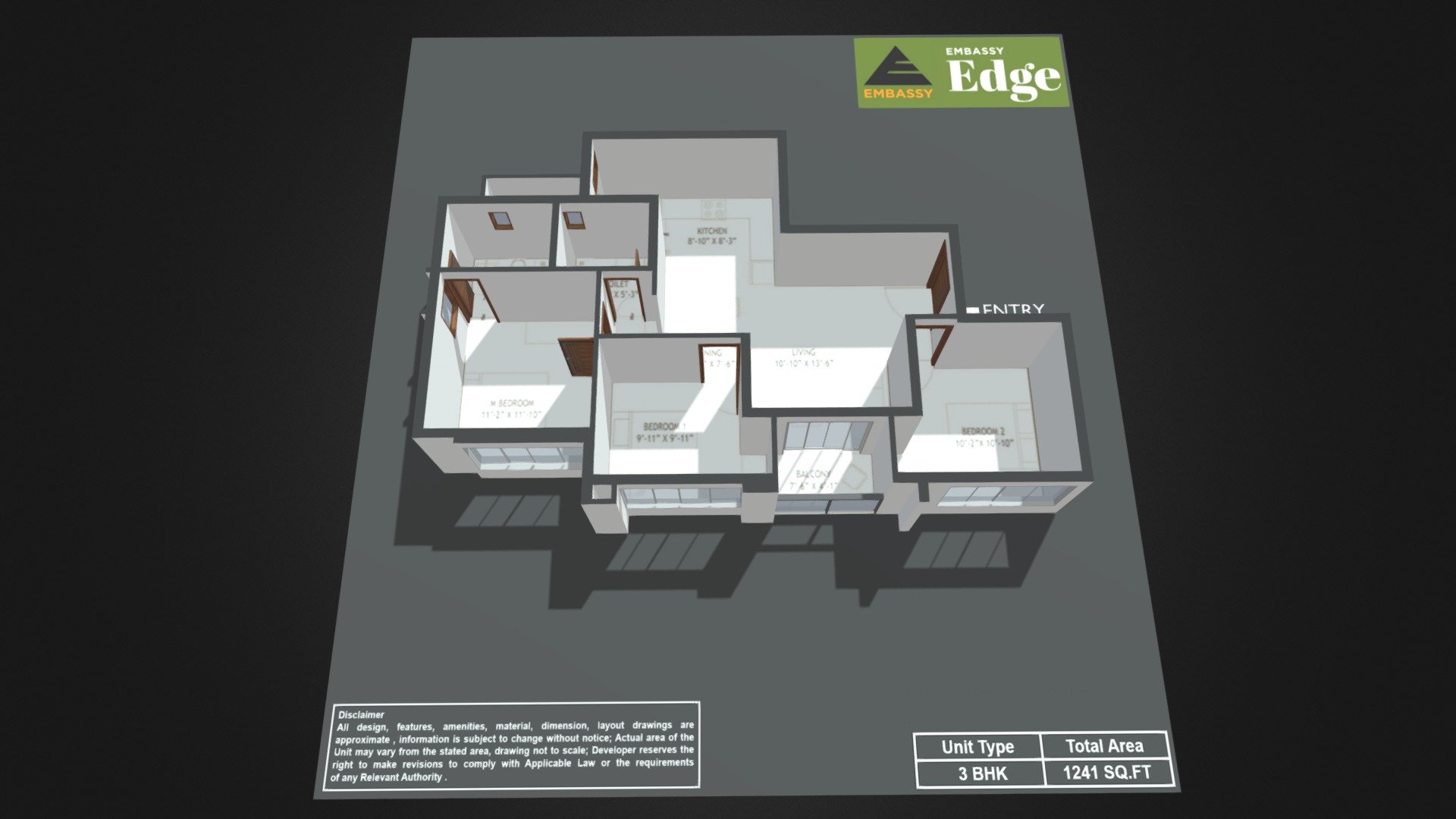 Embassy Edge 3BHK - 1241 Sq. Ft. - 3D model by SquareYards (@square ...