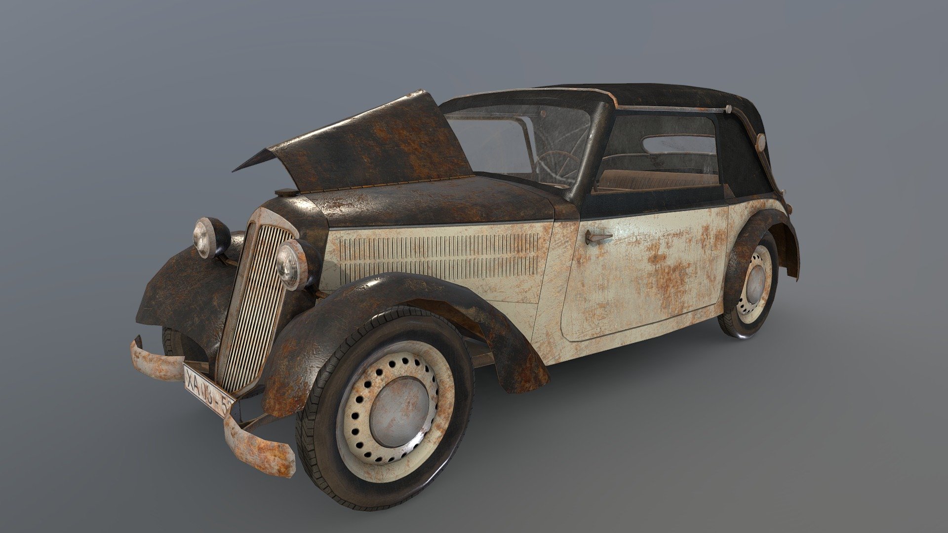 DKW F8.German rusty retro car - 3D model by shtran [7e40c73] - Sketchfab