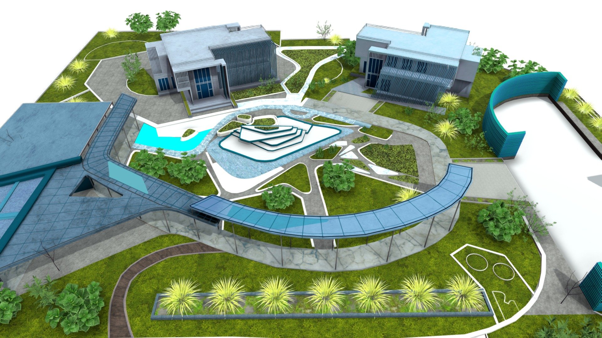 Central Landscape Garden of residential complex - Buy Royalty Free 3D ...
