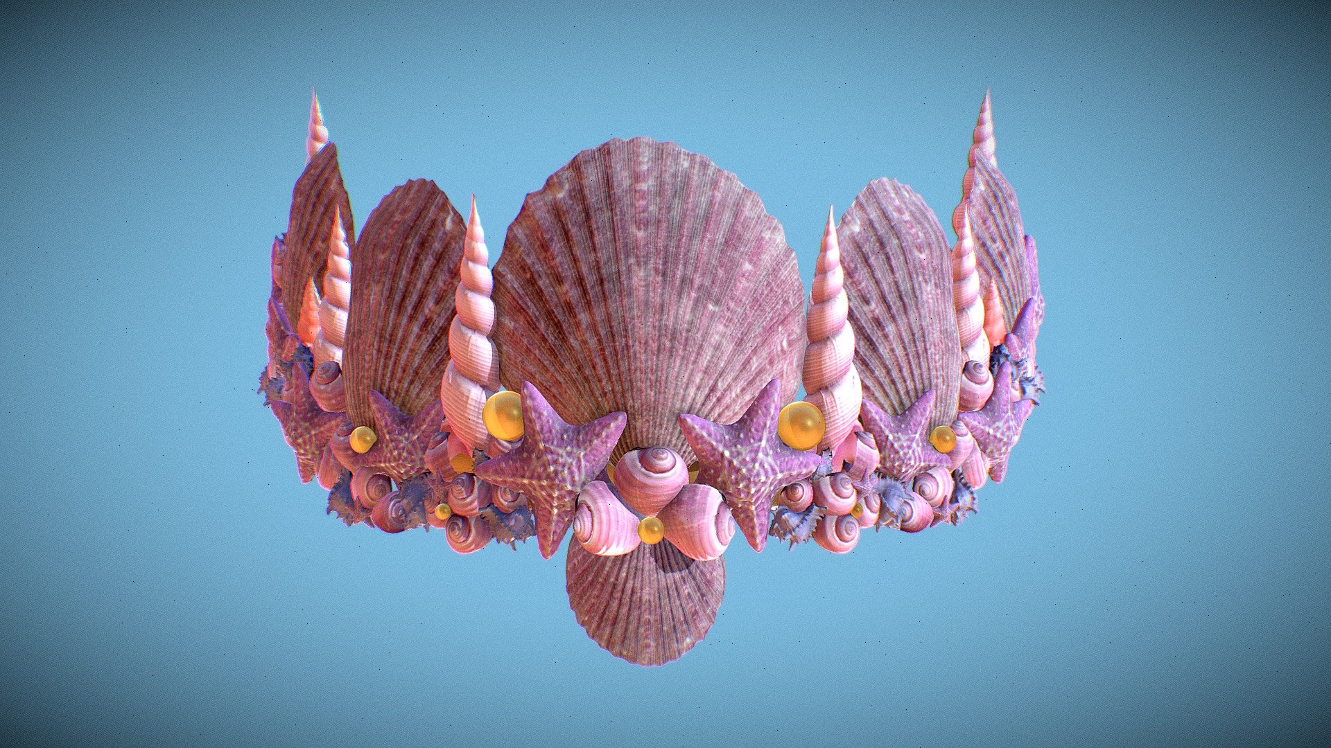 Summer Crown with Seashells And Starfish - Download Free 3D model by ...