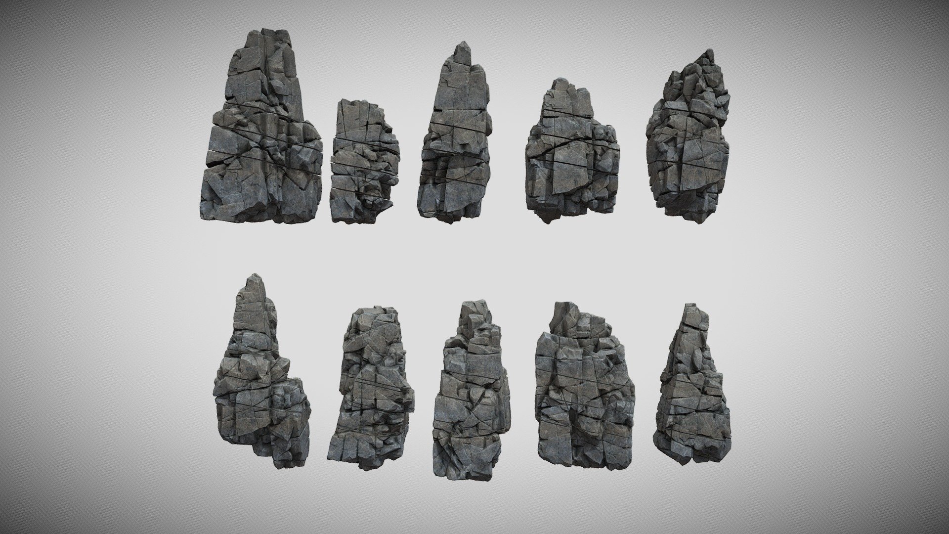 Low poly Gray Cliff Modular Rock 220101 - Buy Royalty Free 3D model by ...